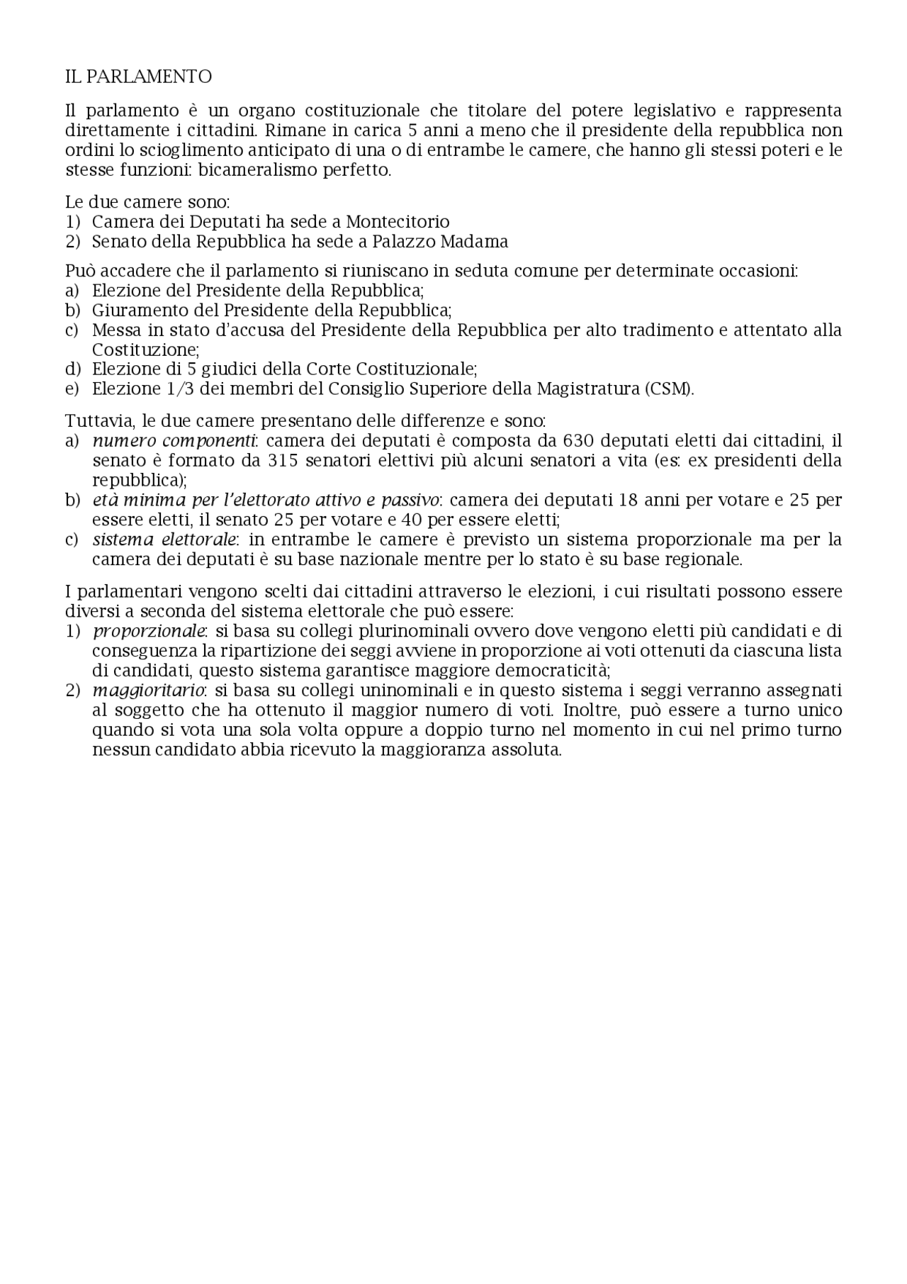 Appunti Diritto Su Parlamento Governo E Pdr Docsity