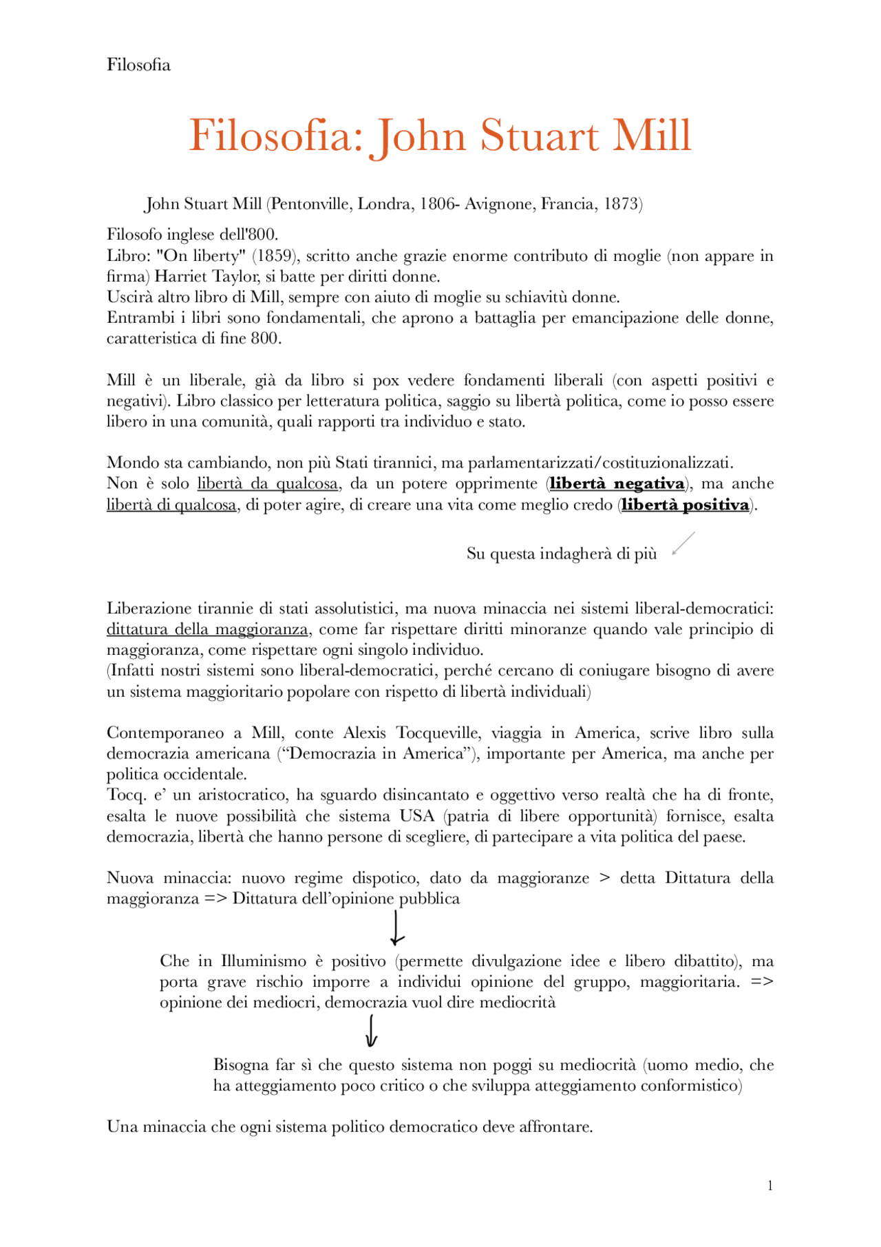 Appunti Su John Mill Liceo Classico Docsity