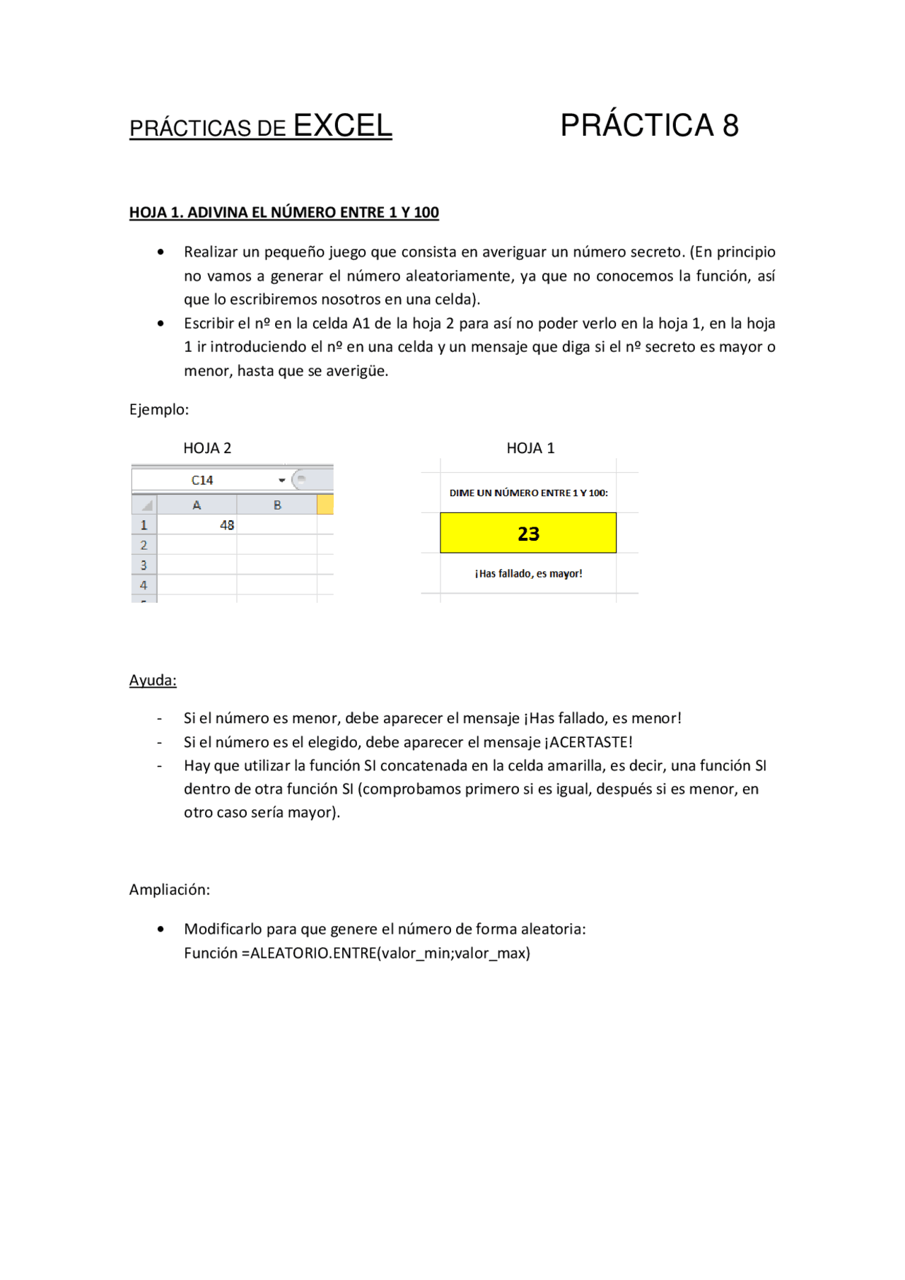 Practica excel 4 eso - Docsity