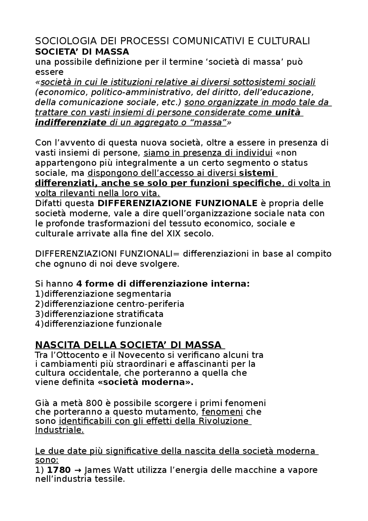Sociologia Dei Processi Culturali Docsity