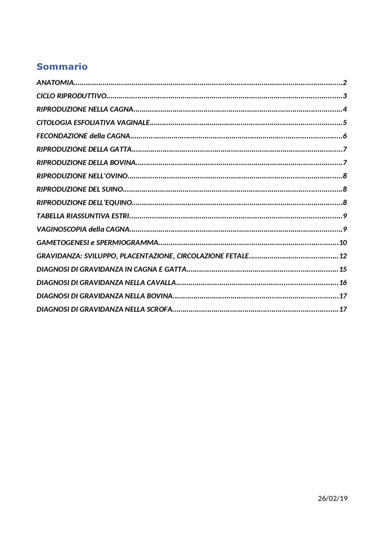 Appunti Di Ostetricia Veterinaria Unipr Docsity