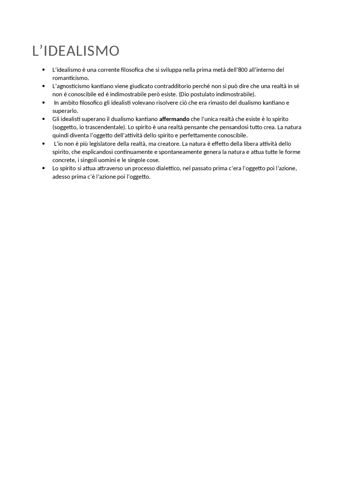 Appunti Sullidealismo In Filosofia Docsity