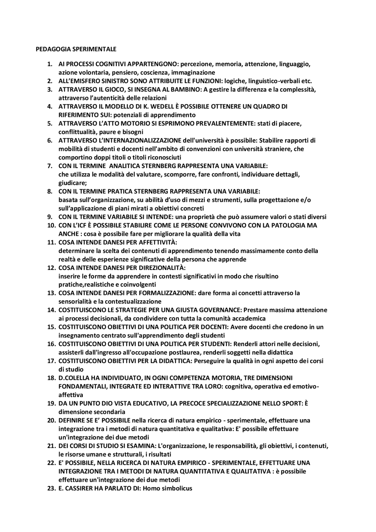 Test Completi Pedagogia Sperimentale Docsity