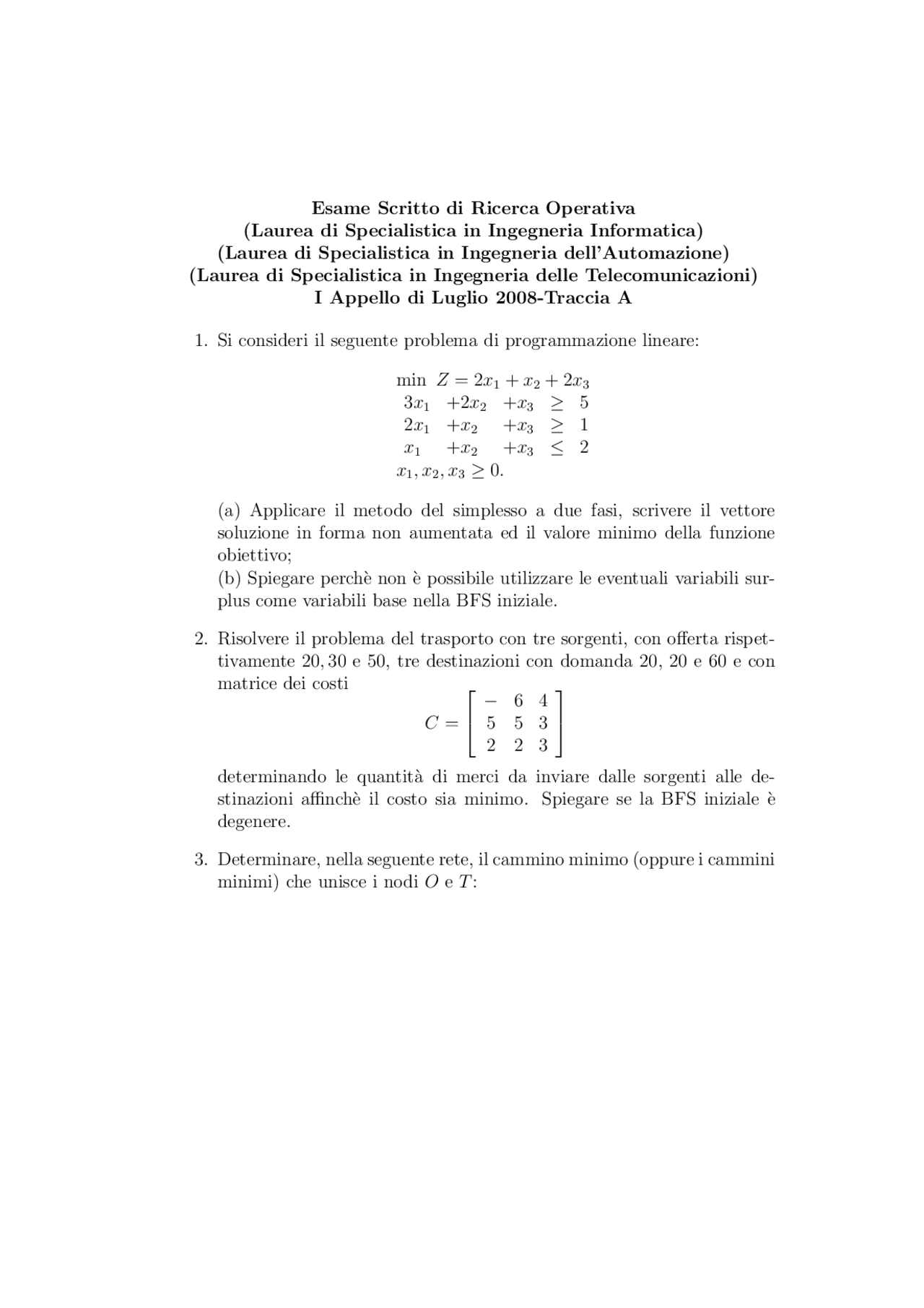Tracce Di Metodi Di Ottimizzazione Docsity