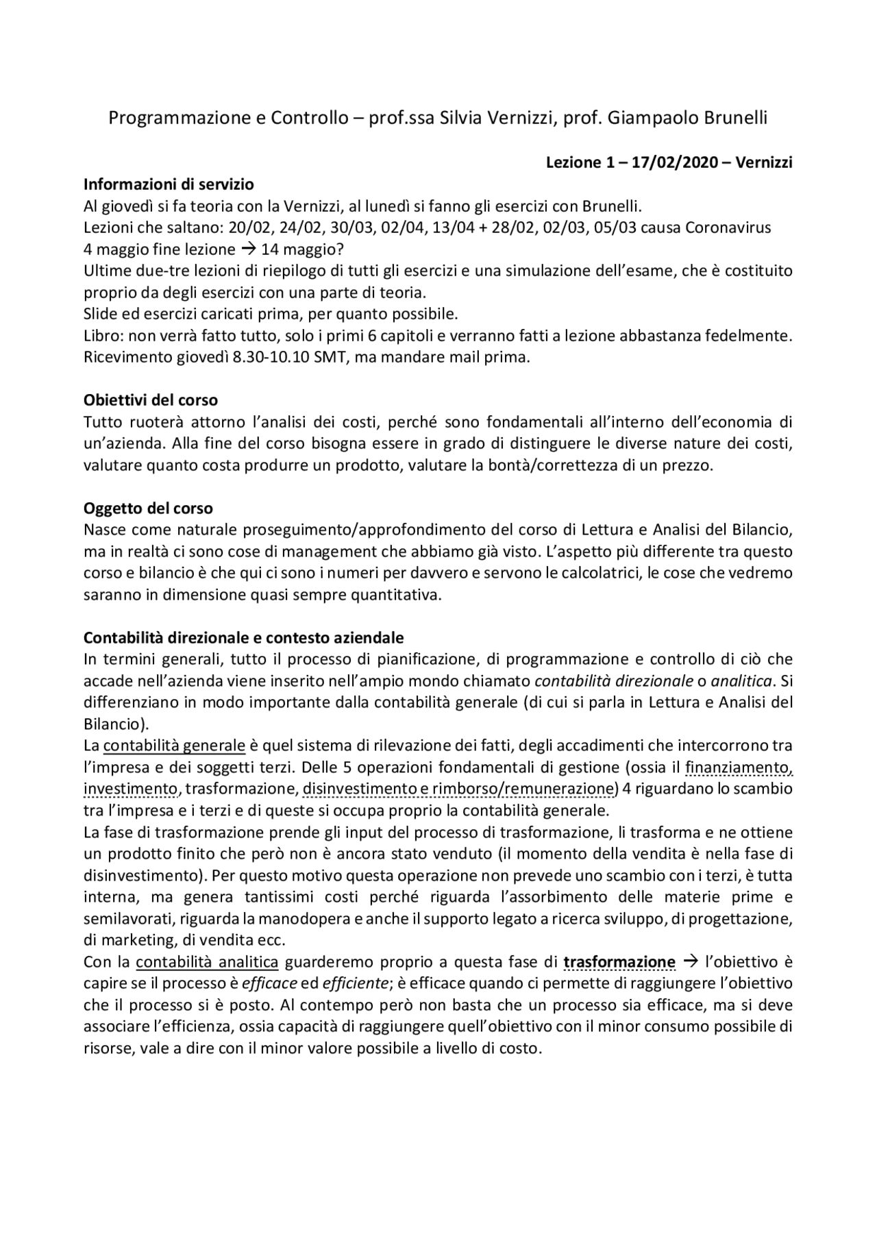 Programmazione E Controllo Teoria Docsity