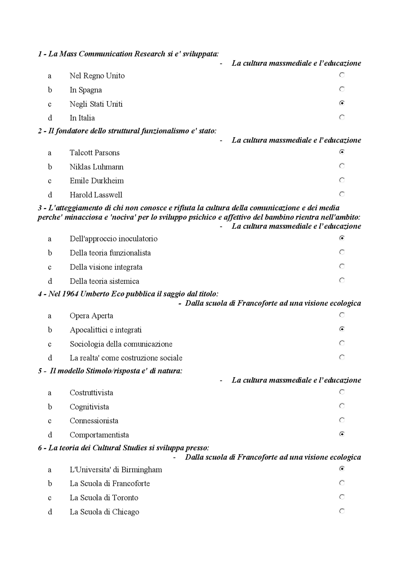 Test Di Autovalutazione Con Risposte Tfa Sostegno Esercizi Di Tfa