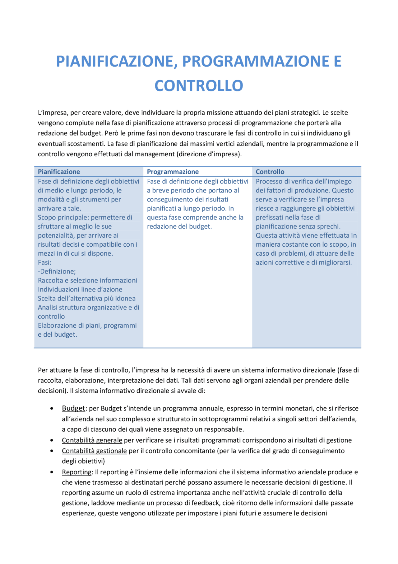 Programmazione E Controllo Docsity