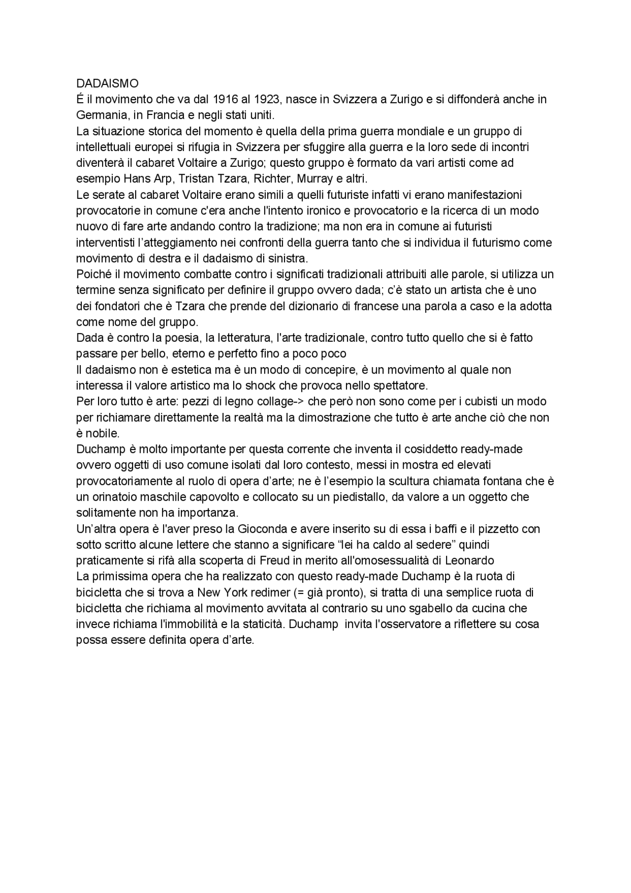 Appunti Sul Dadaismo Appunti Di Elementi Di Storia Dellarte Ed