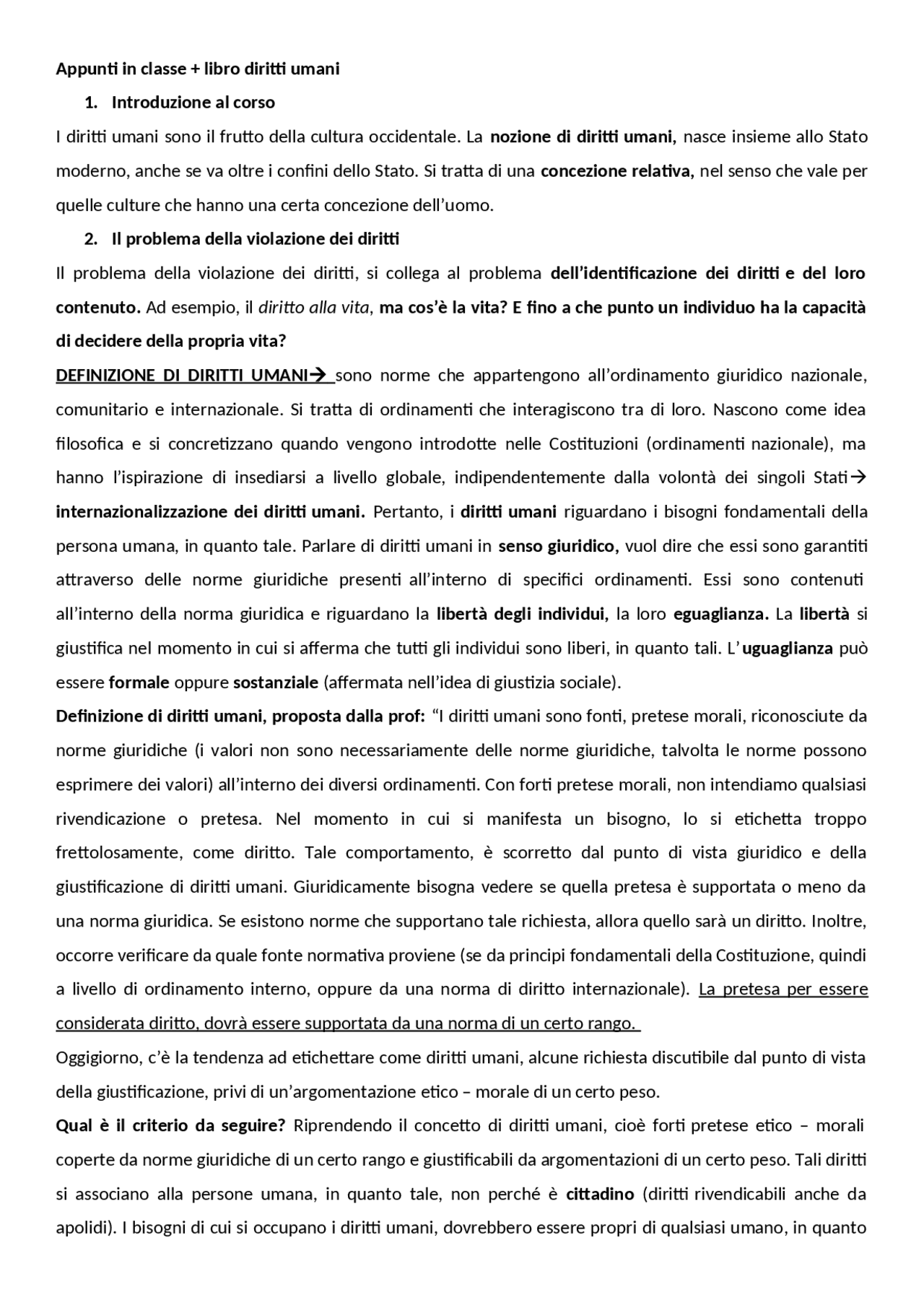 Appunti In Classe Libro Diritti Umani Docsity