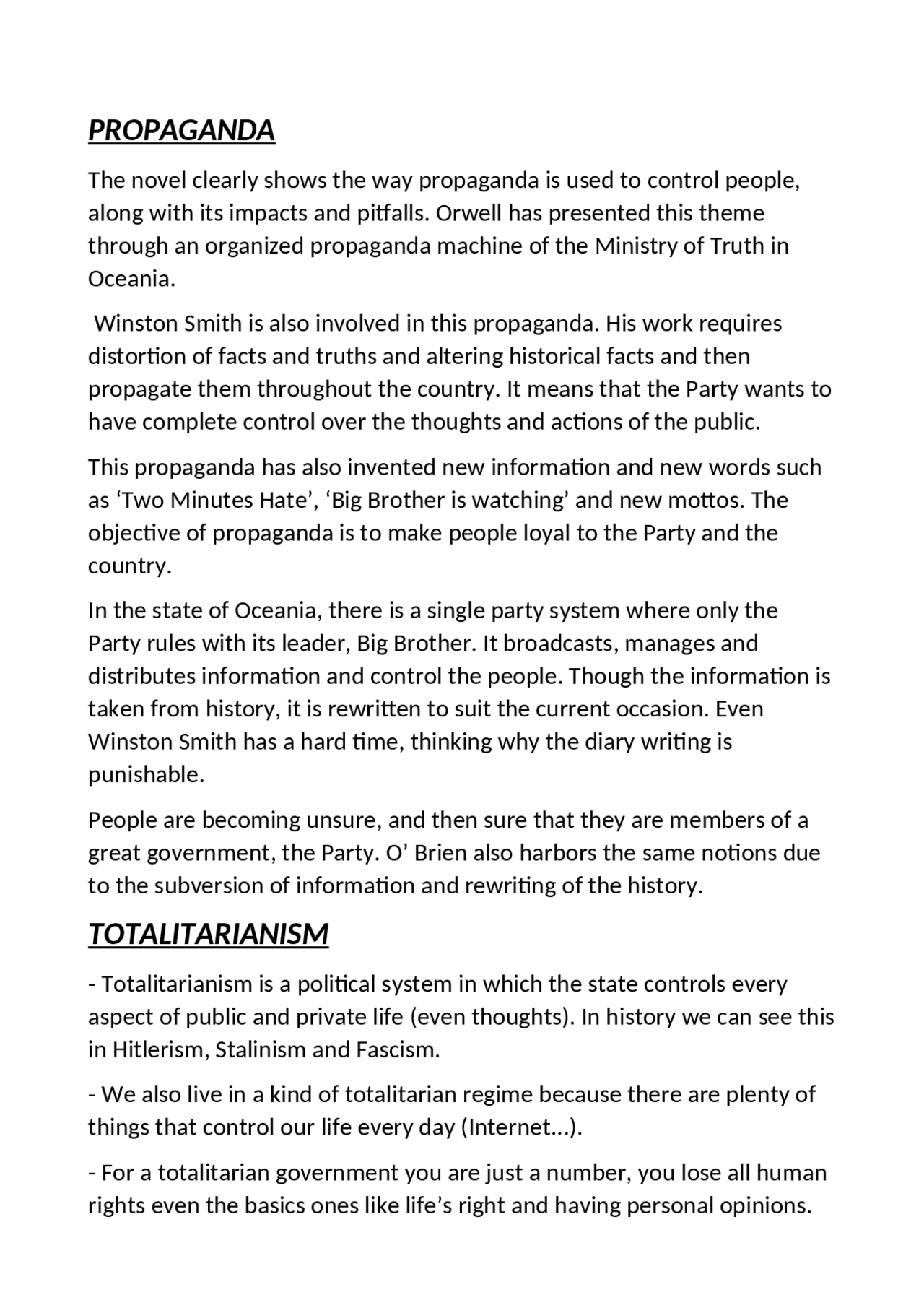 1984 by orwell themes - Docsity