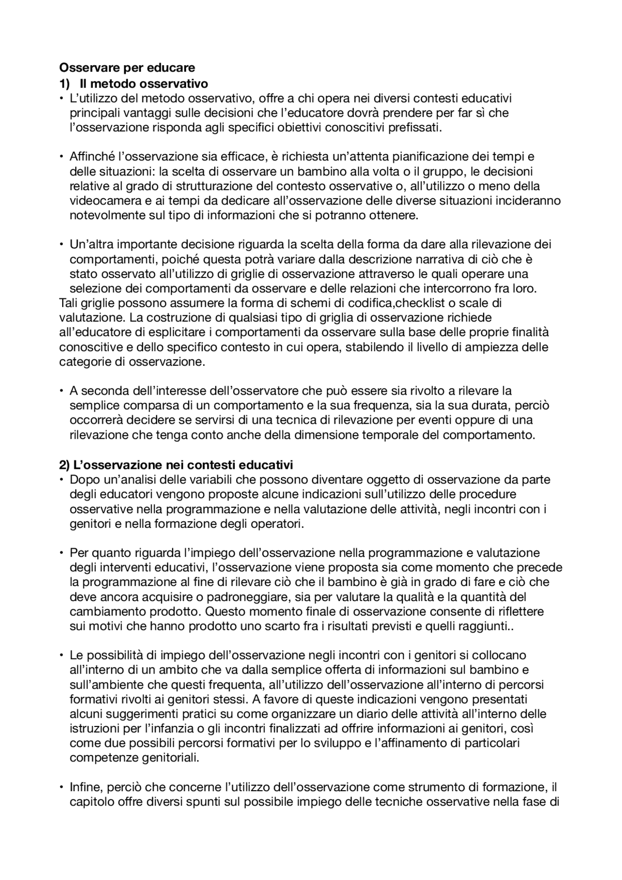 Osservare Per Educare Dodorico E Cassibba Carocci Docsity