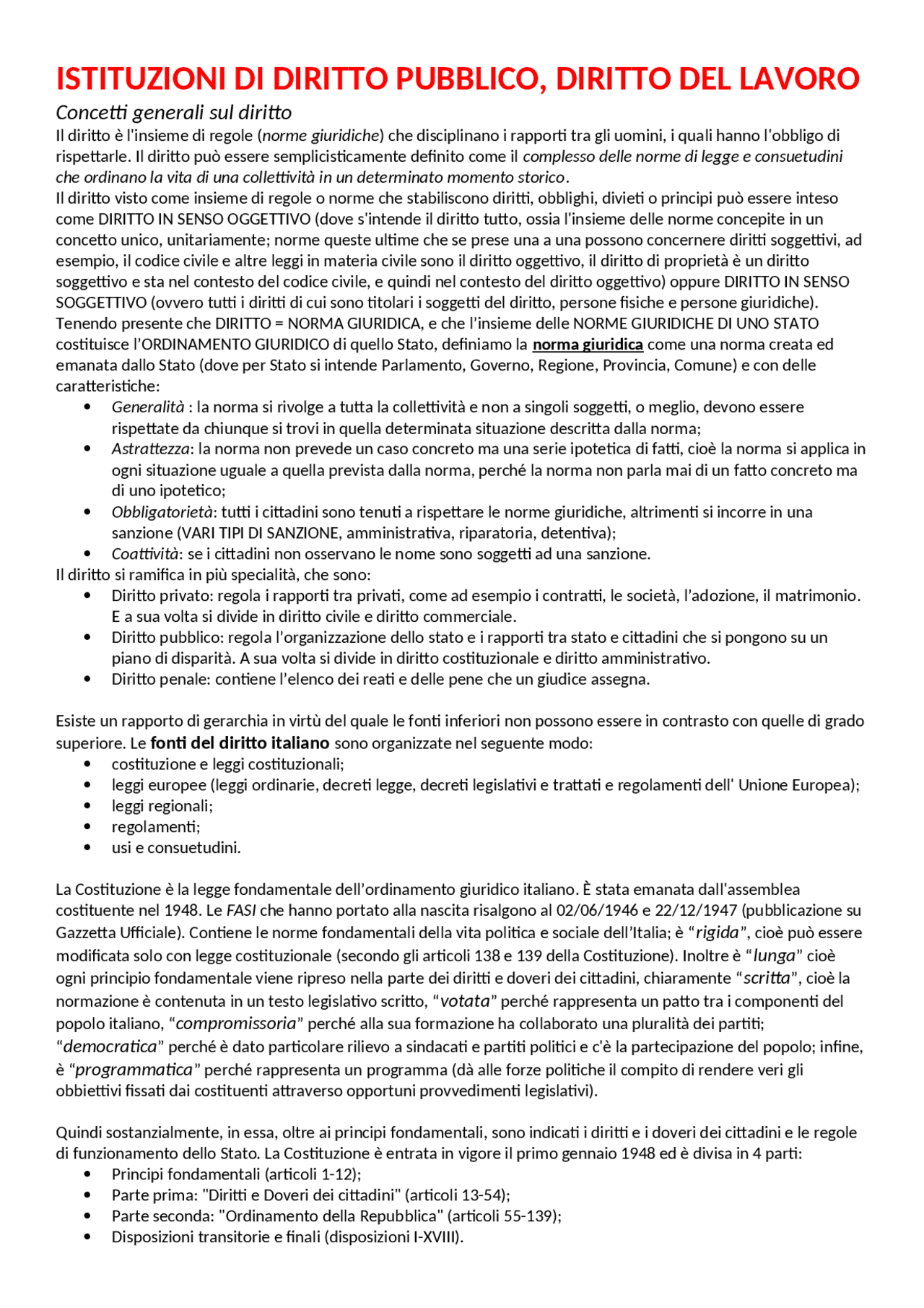 Diritto Pubblico Infermieristica Docsity