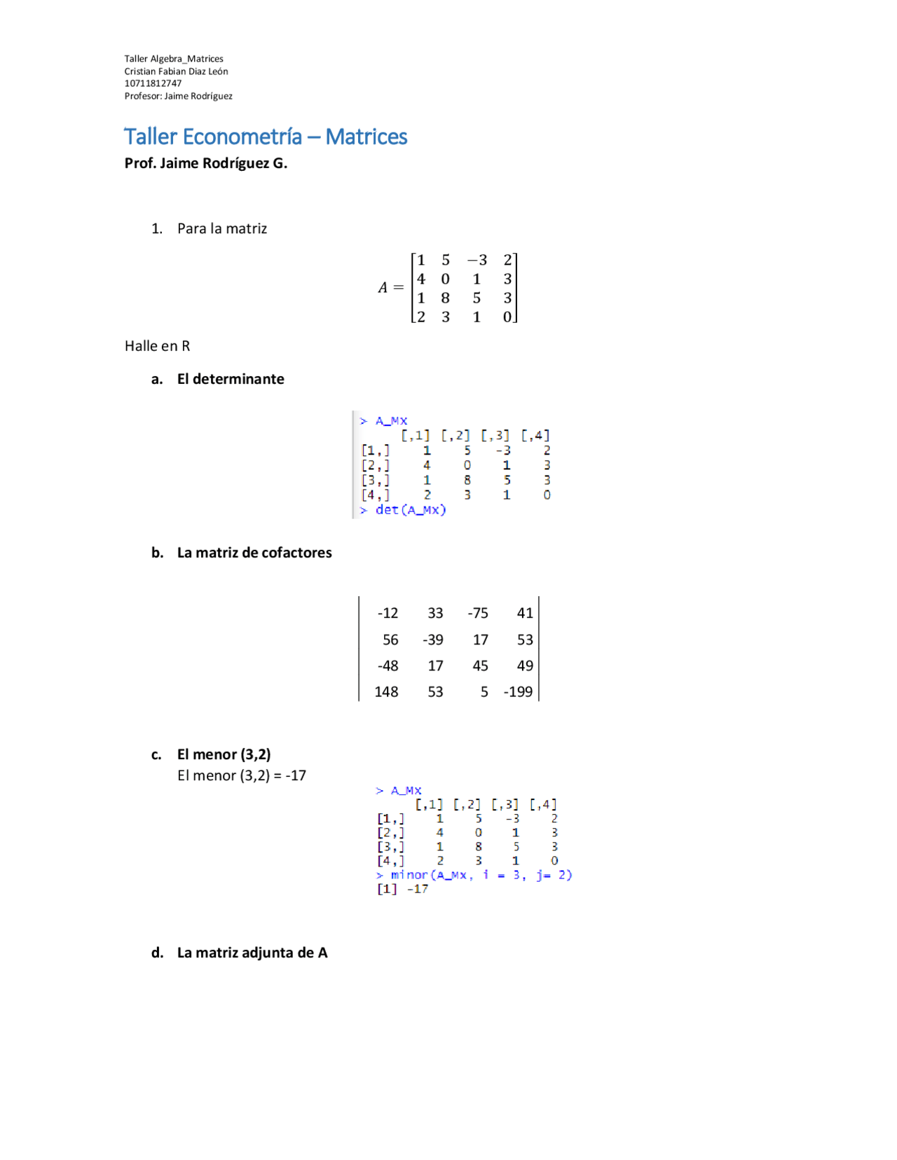 Algebra de matrices introduccion - Docsity