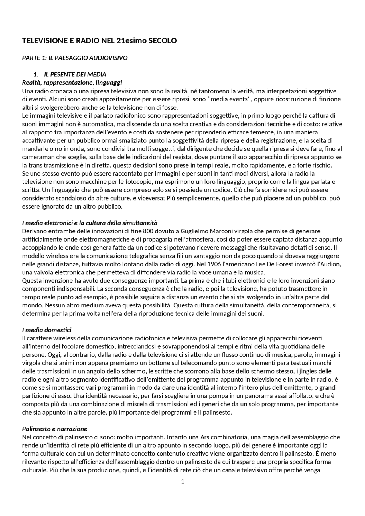 Televisione E Radio Nel Xxi Secolo Docsity