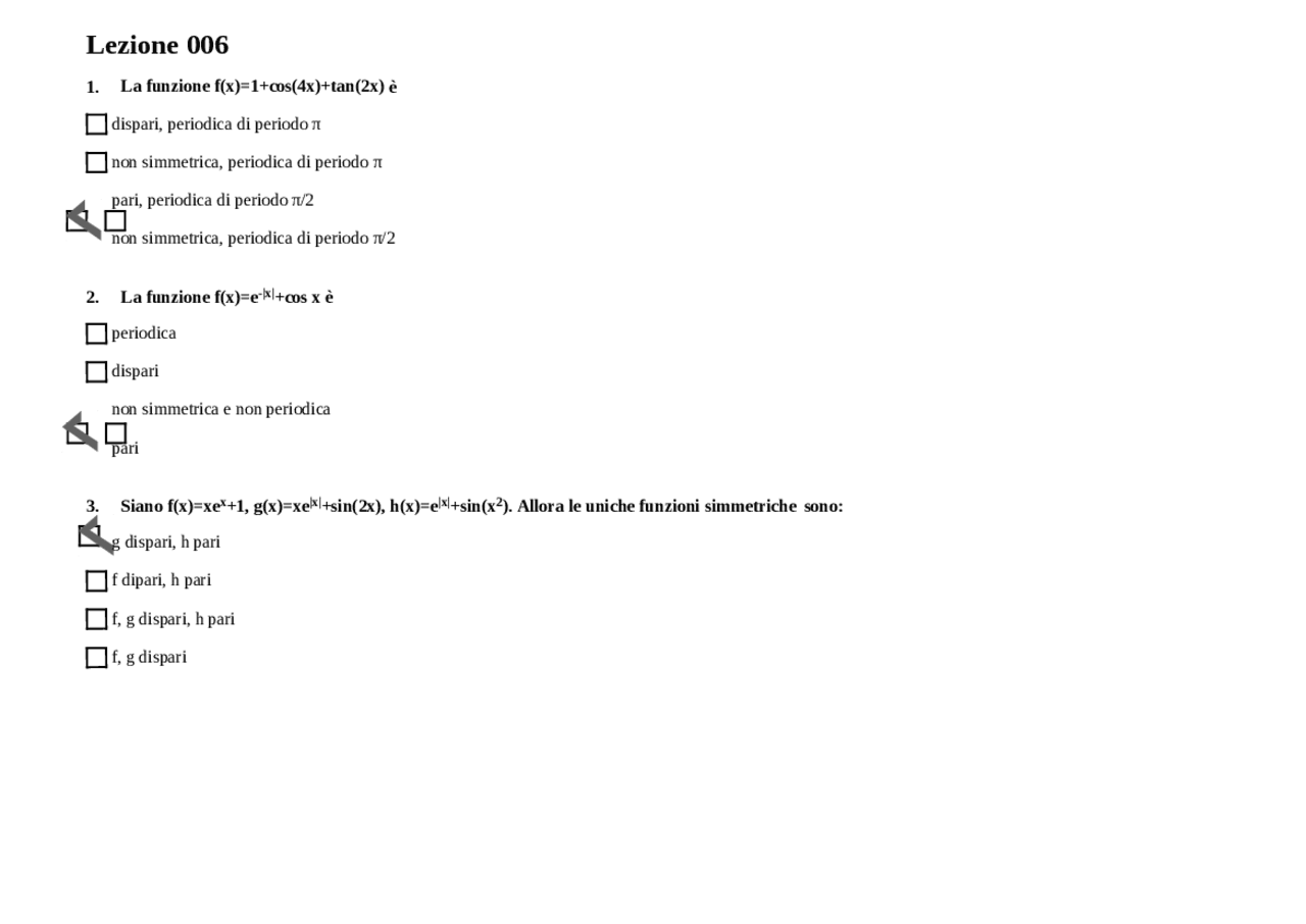 Risposte Multiple Paniere Analisi Matematica Ecampus Ingegneria