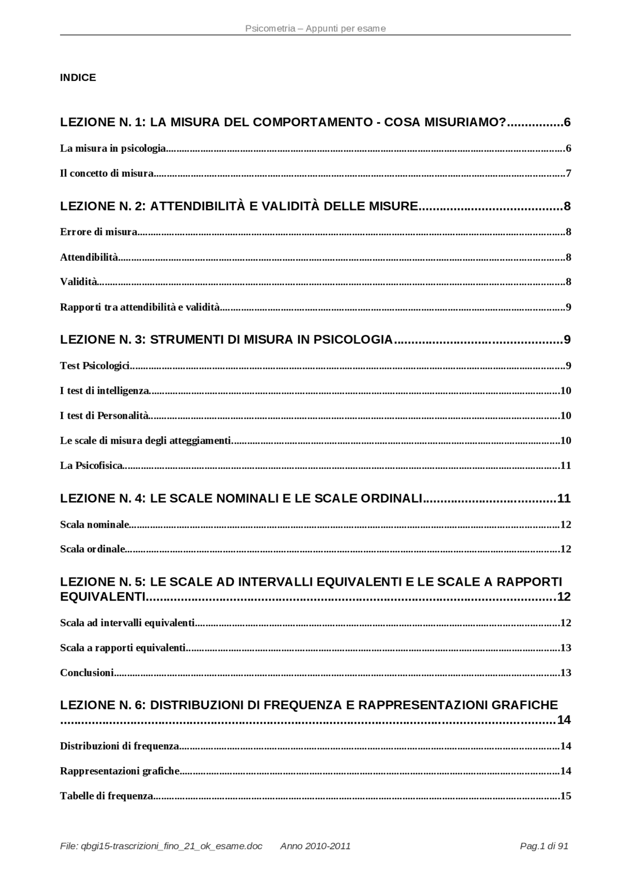 Appunti Trascritti Psicometria Docsity