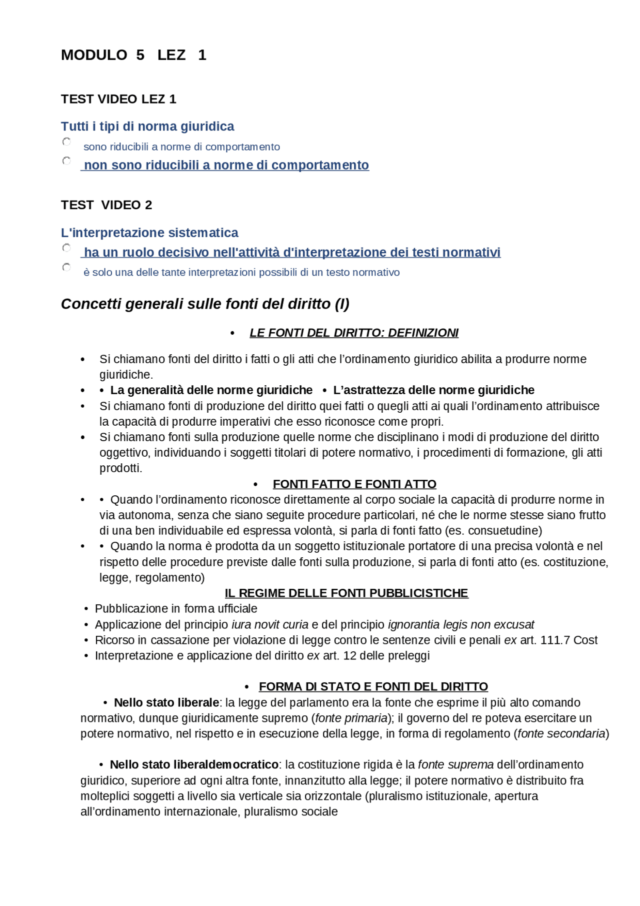 Istituzioni Diritto Pubblico Unicusano Modulo 5 Lez1 Docsity