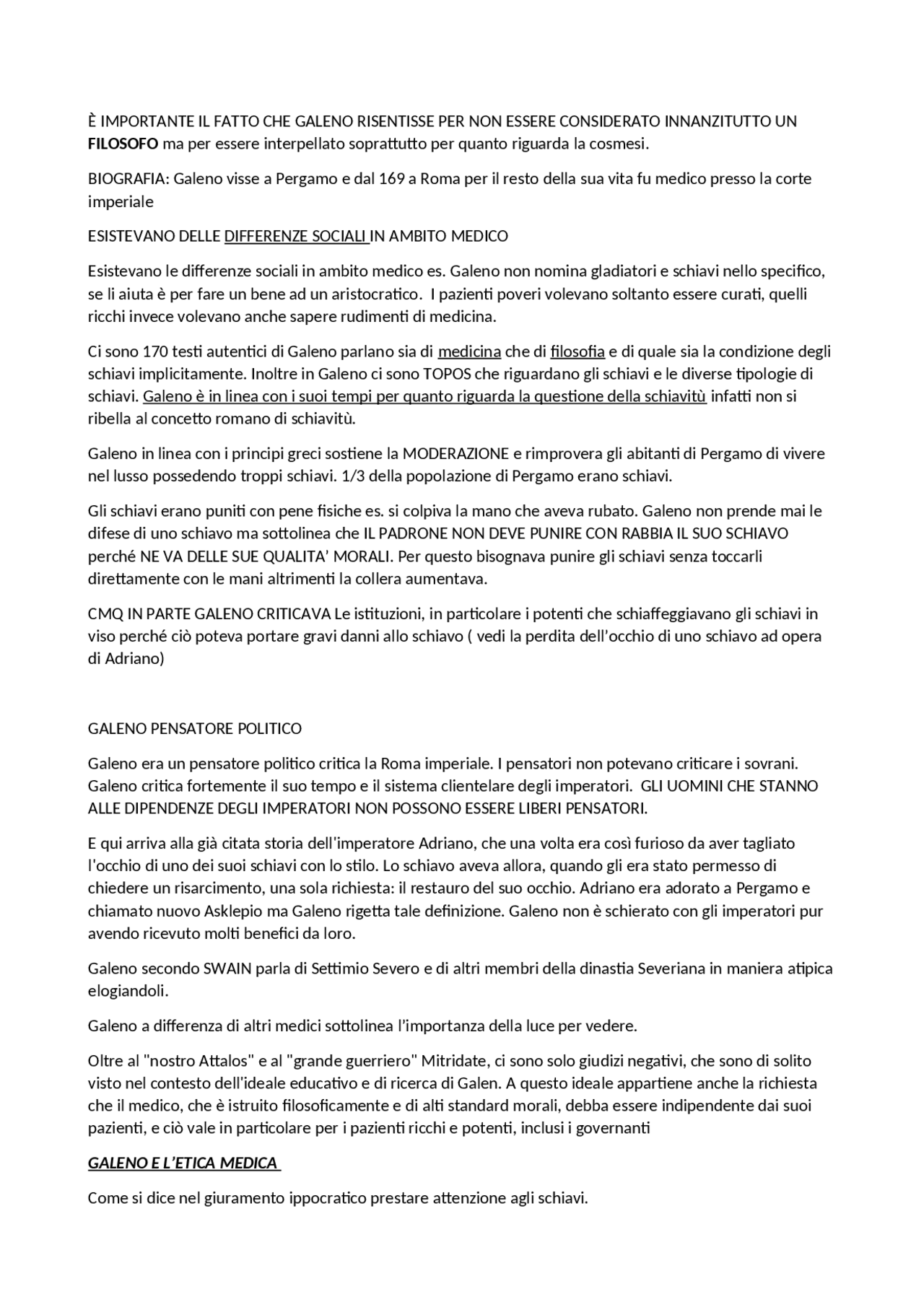 Galeno Sintesi Delle Dispense Docsity