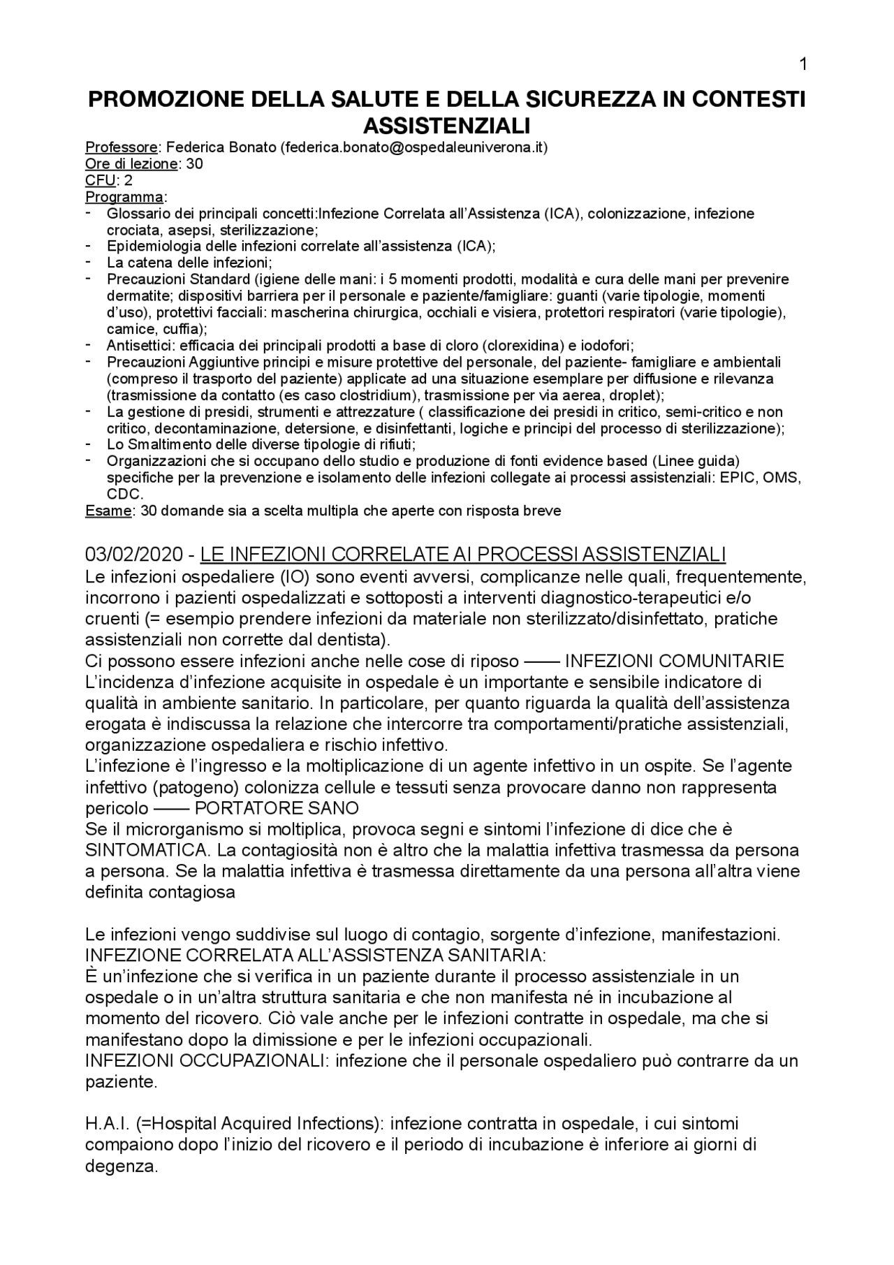 Promozione Della Salute E Sicurezza In Contesti Assistenziali Docsity
