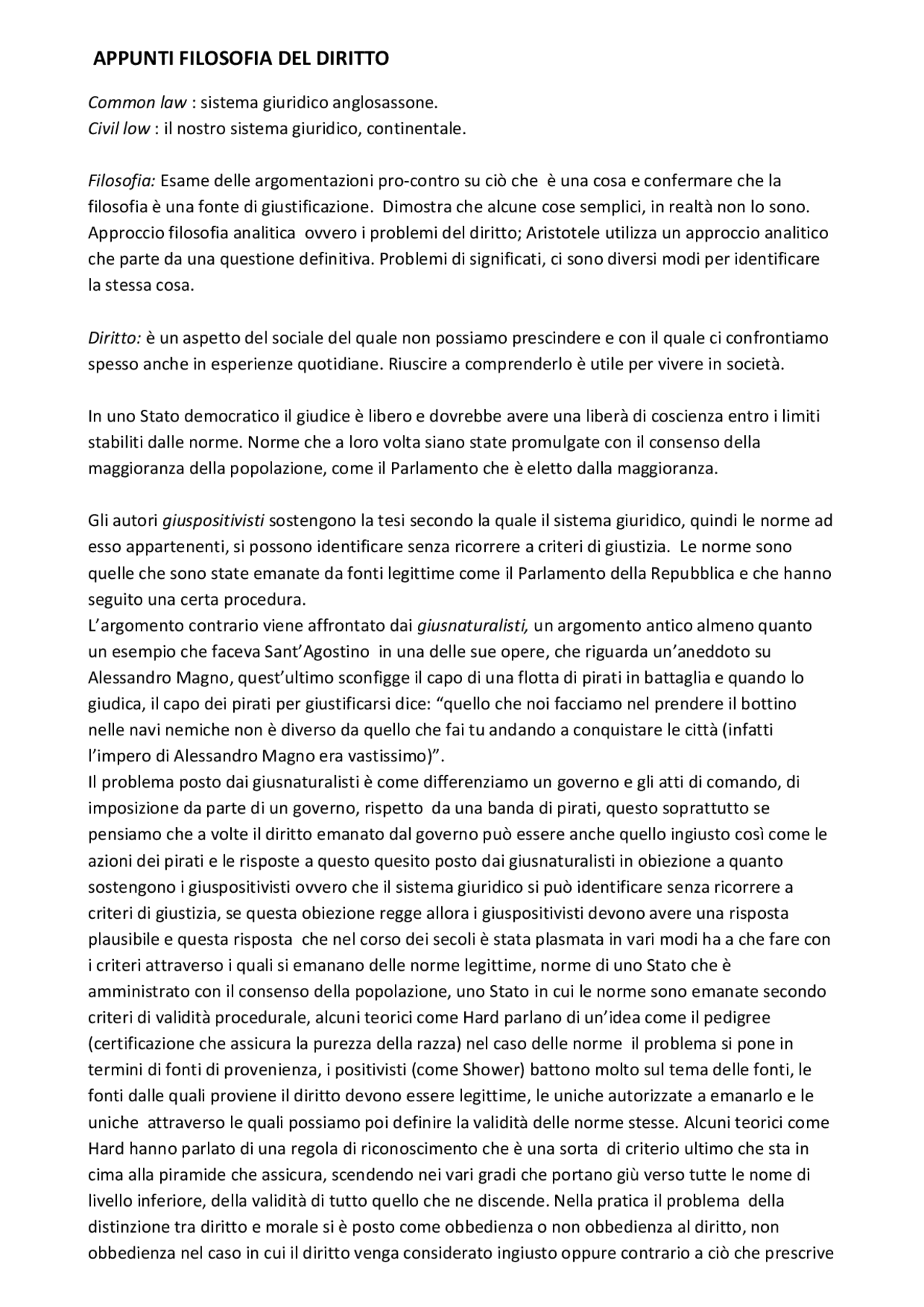 Appunti Filosofia Del Diritto Docsity