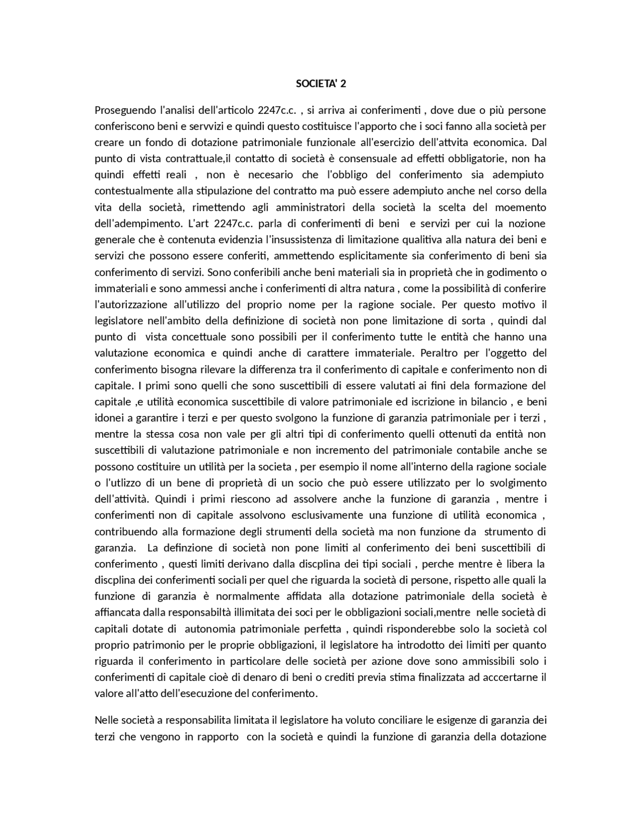 SocietÀ Di Persone Appunti Docsity