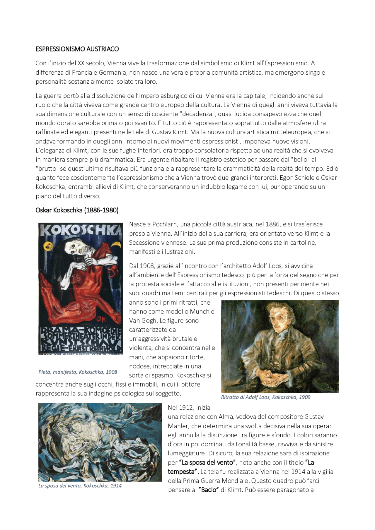 Espressionismo Austriaco | Appunti di Elementi di storia dell'arte ed espressioni grafiche | Docsity