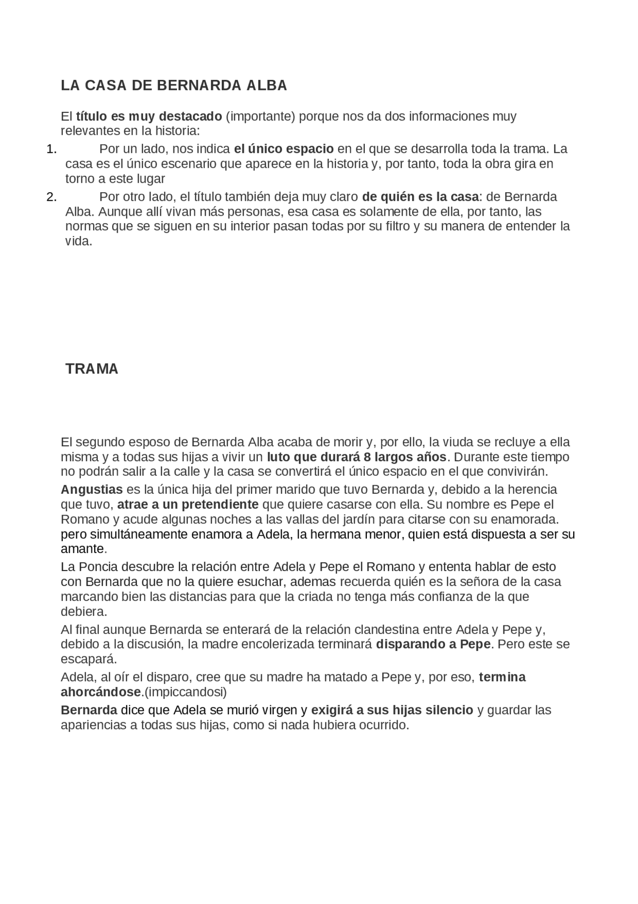 La casa de Bernarda alba - Docsity