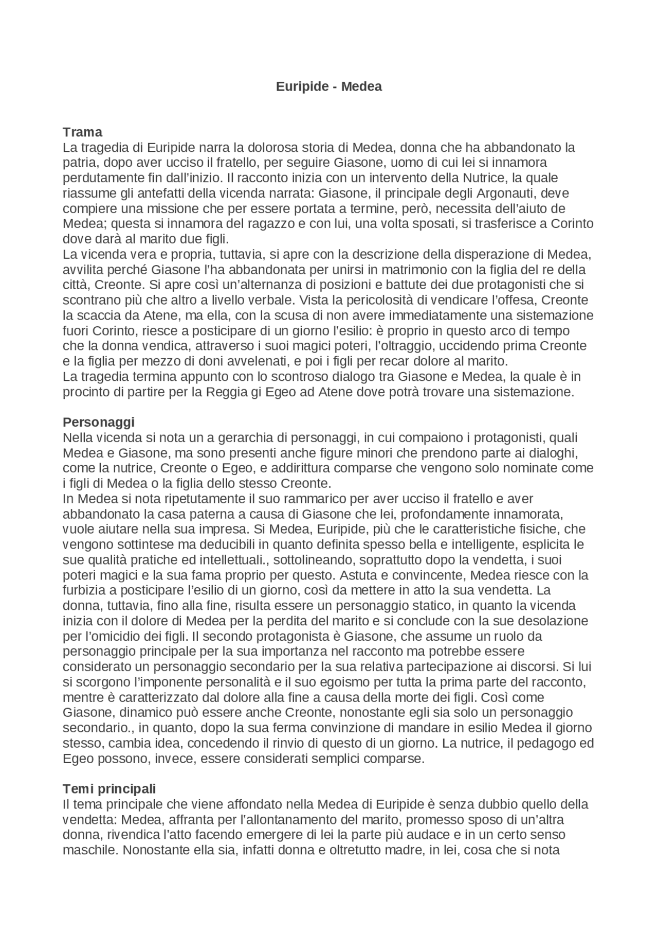 Riassunto Medea Di Euripide Docsity