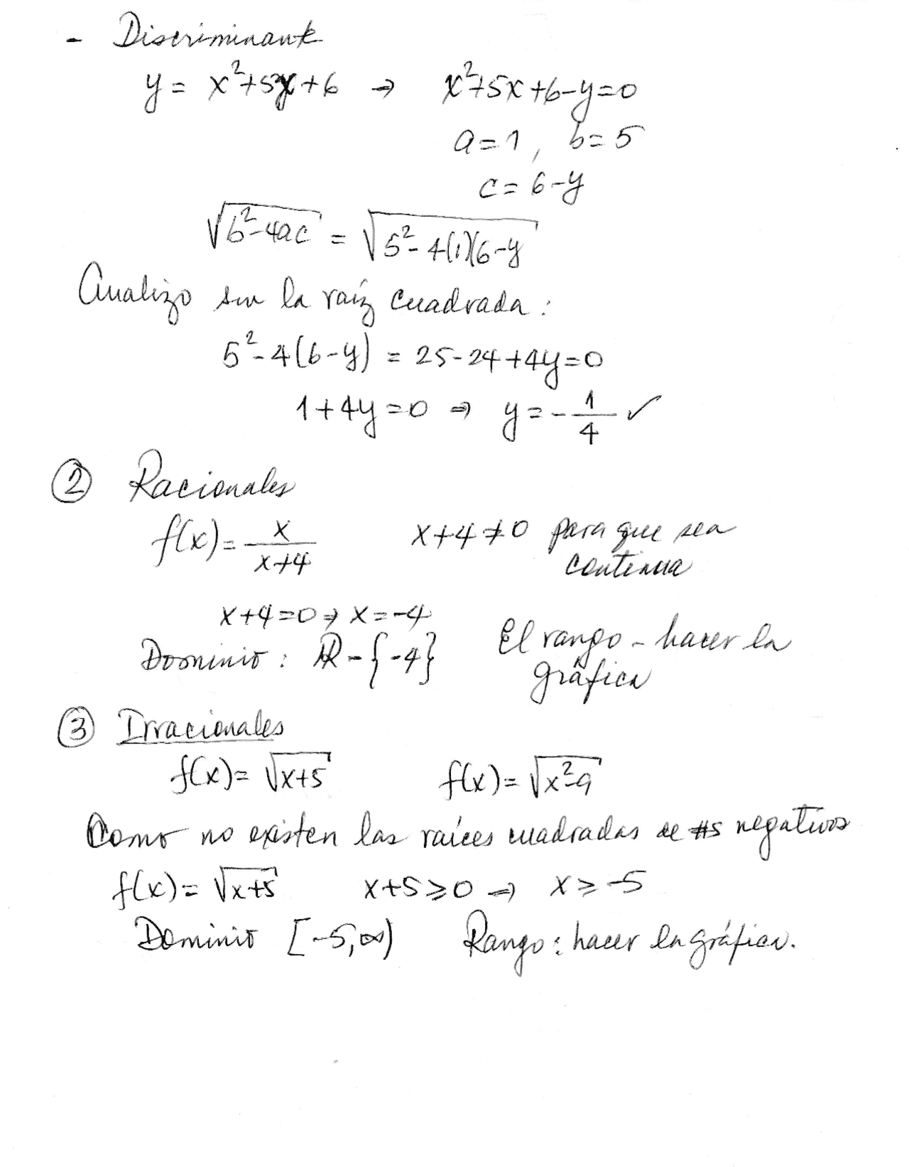 DOMINIO Y RANGO DE UNA FUNCION | Exercícios de Matemática | Docsity