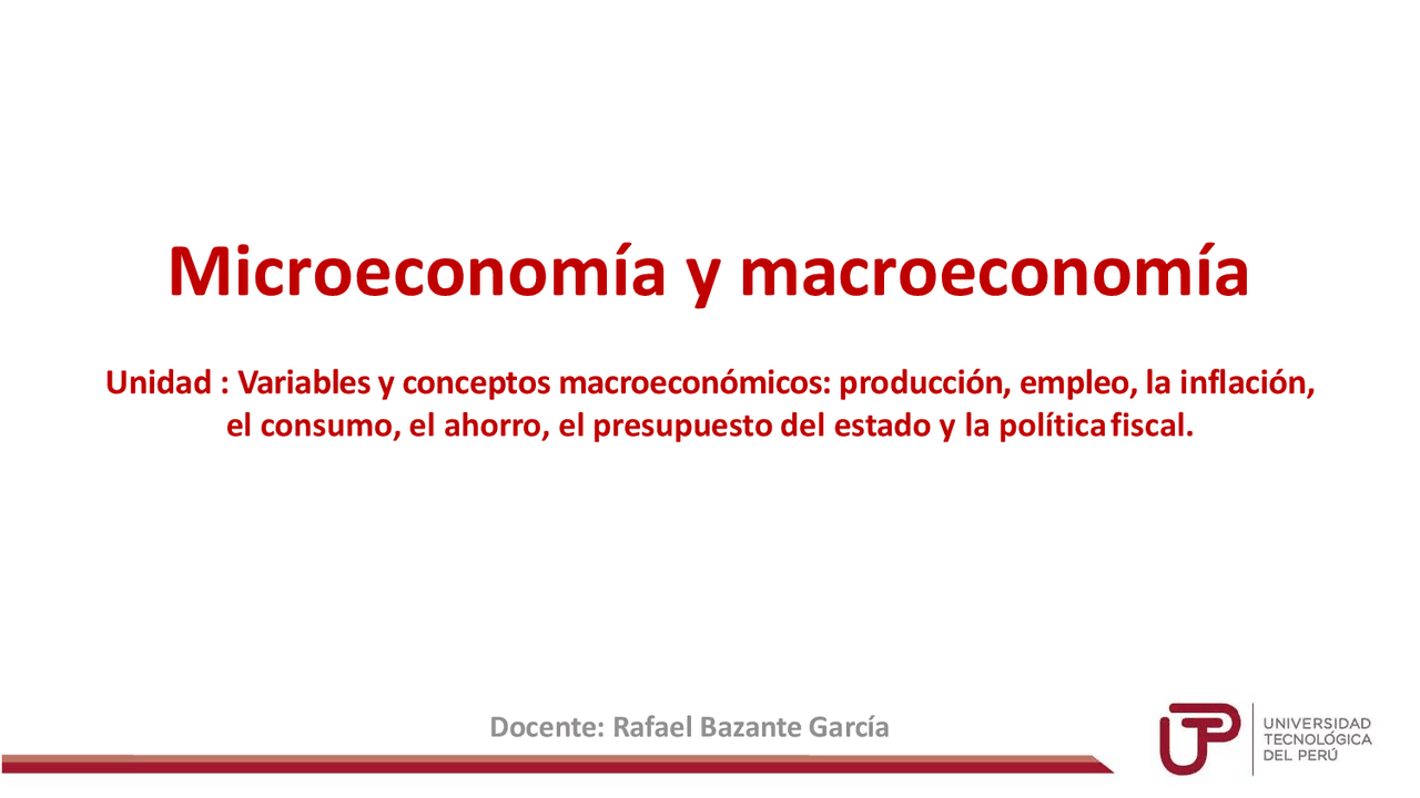Microeconomia - Variables y conceptos macroeconomicos - Docsity