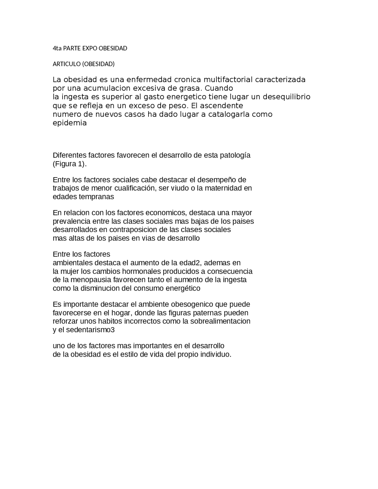 Obesidad Informacion Apuntes De Biología Docsity