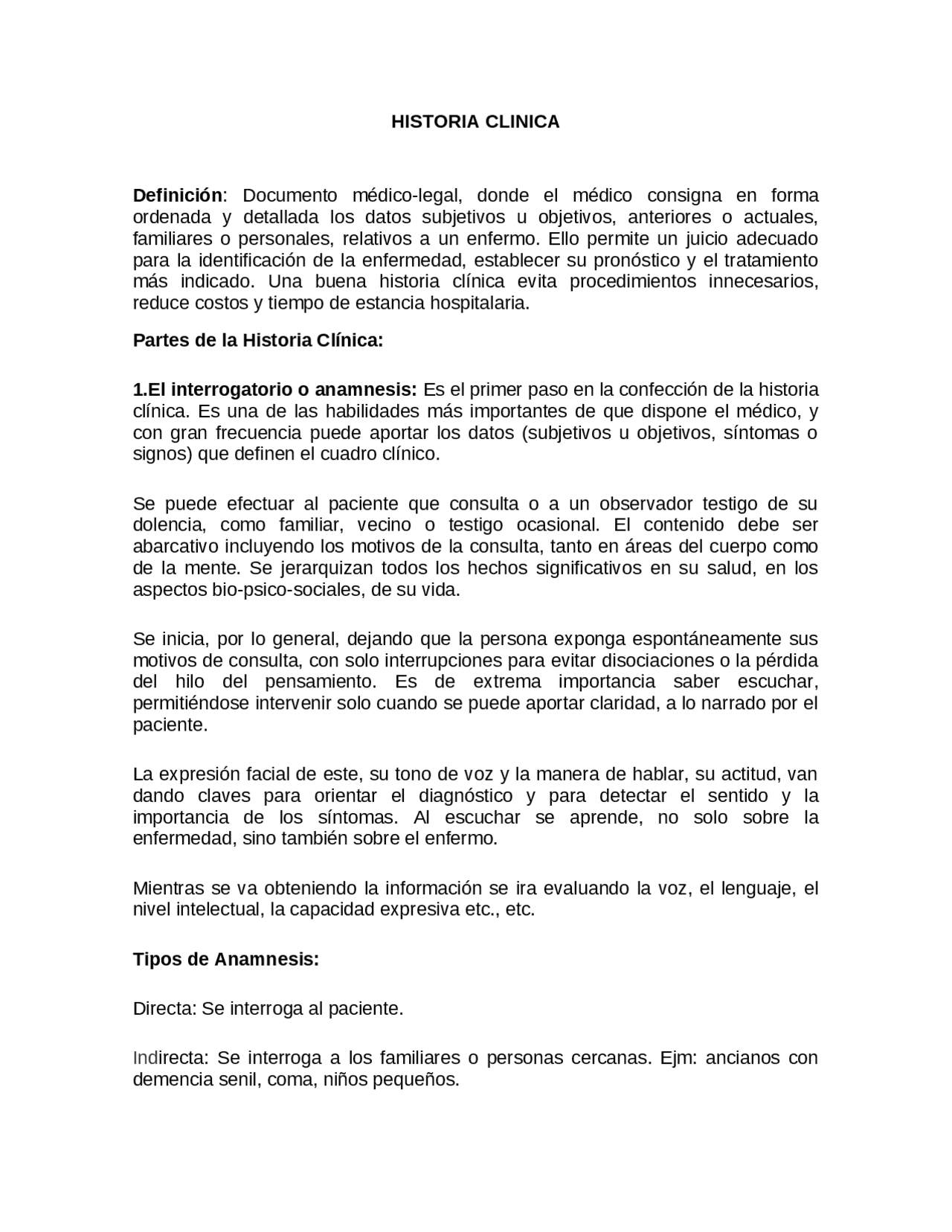 Historia Clinica Resumen - Docsity