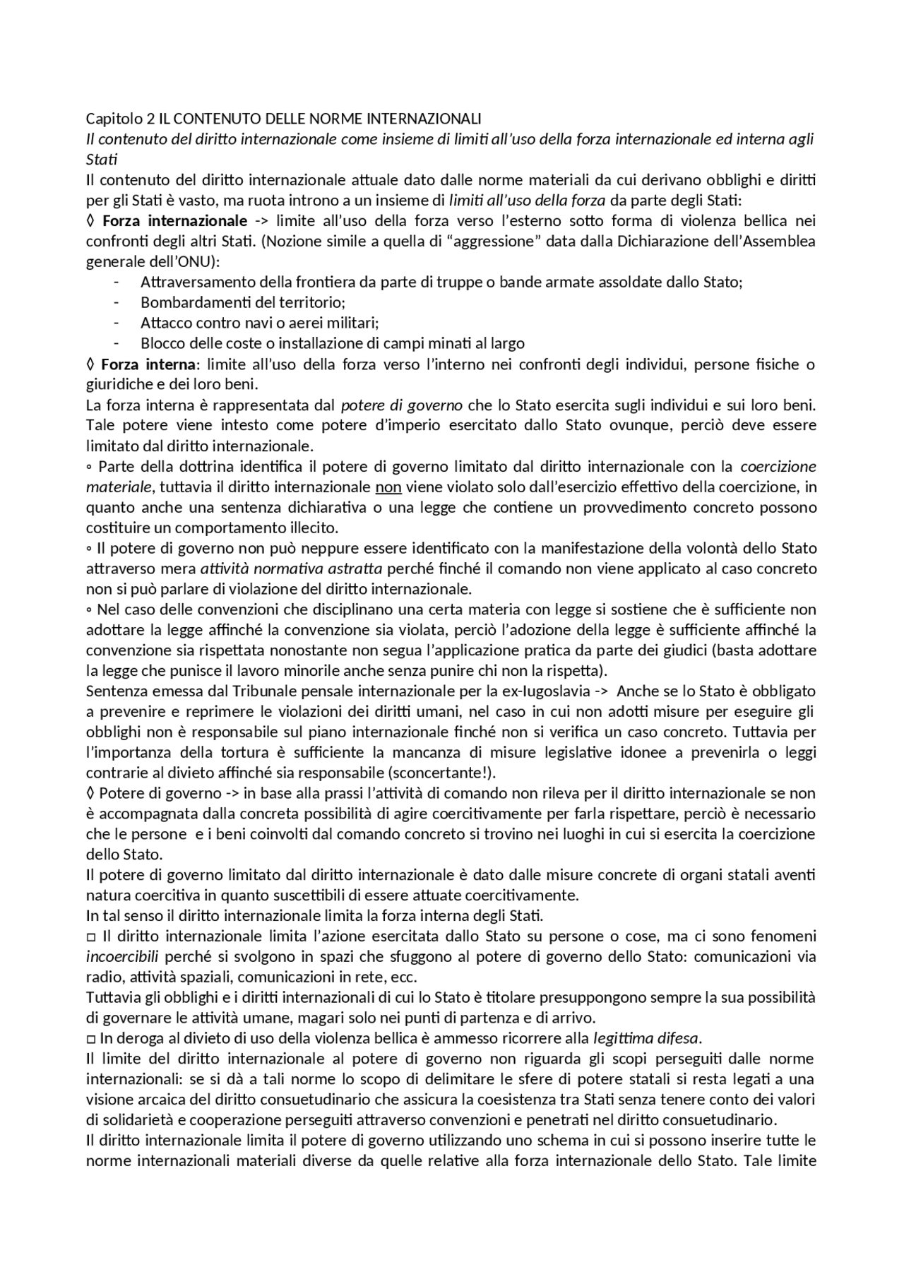 Il Contenuto Delle Norme Internazionali Docsity