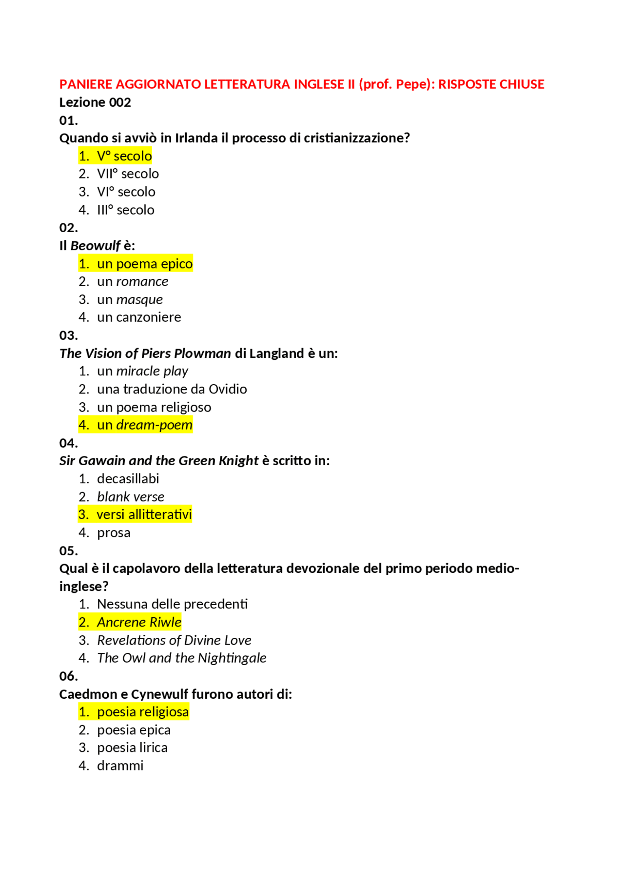 PANIERE LETTERATURA INGLESE 2, 12 cfu, (AGGIORNATO AD APRILE 2020) PROF. PAOLO PEPE - ECAMPUS ...