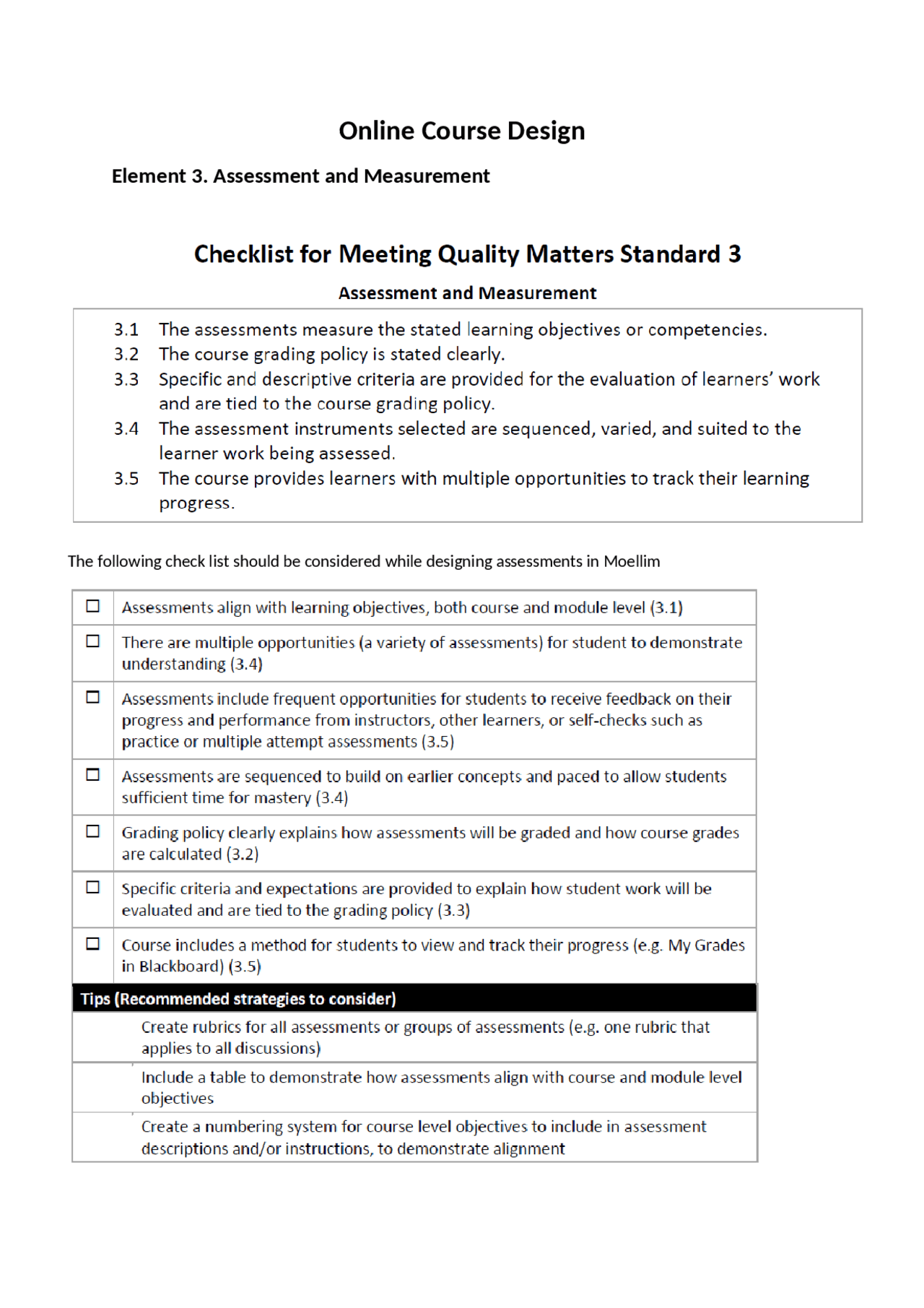 Assessment Quality Measures (Teaching Methodology) - Docsity