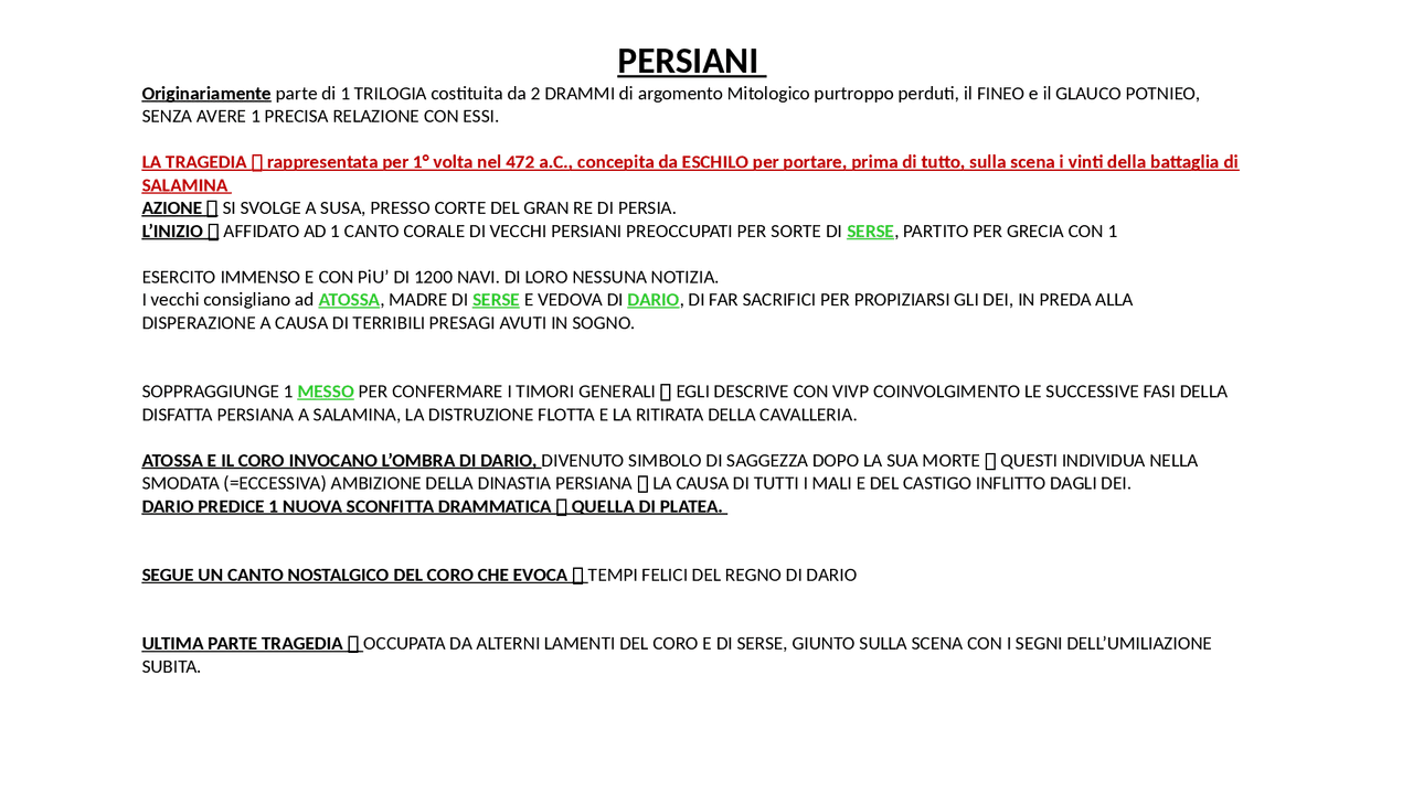 Persiani di Eschilo TEATRO - Docsity