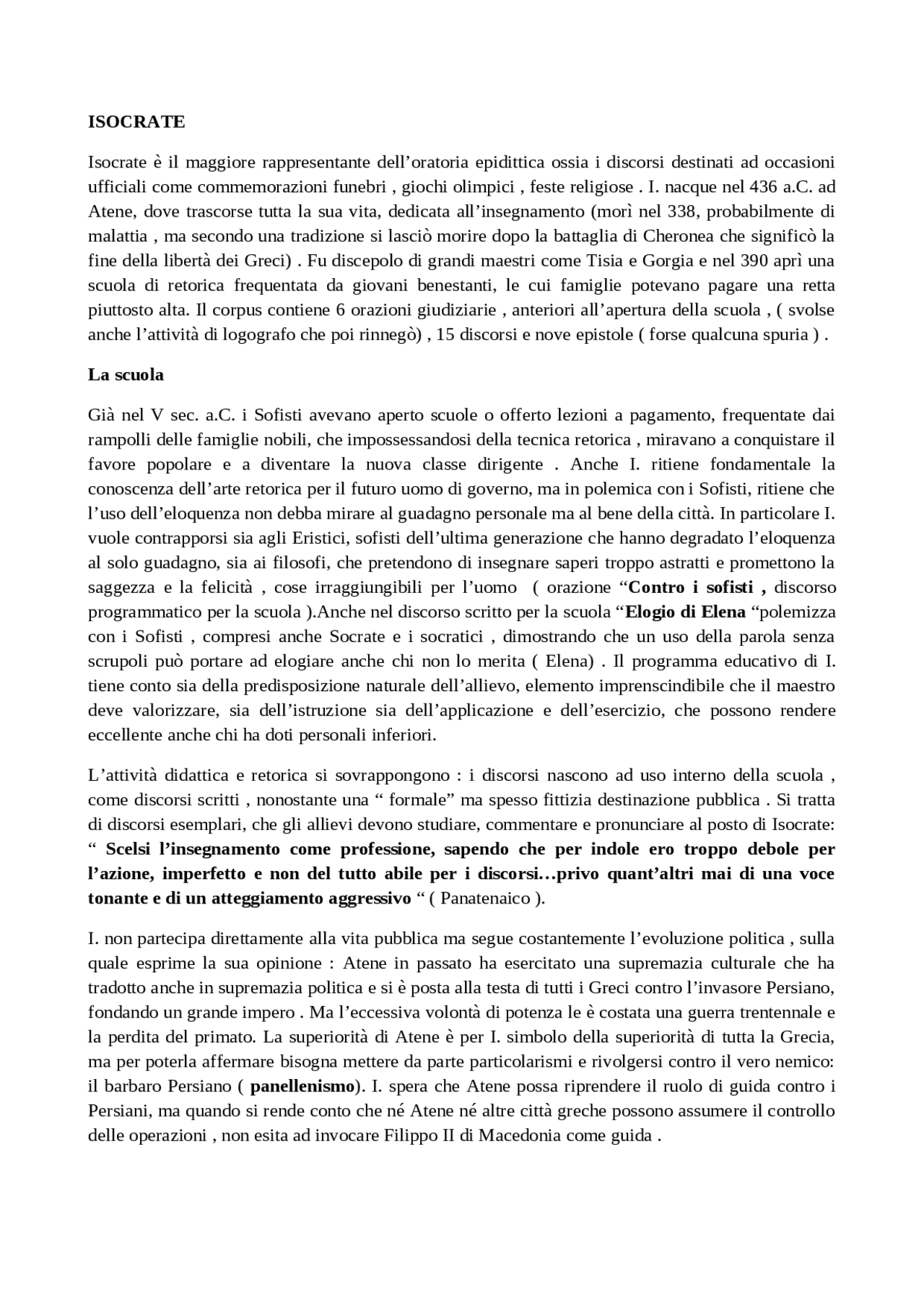 Appunti Su Isocrate Docsity