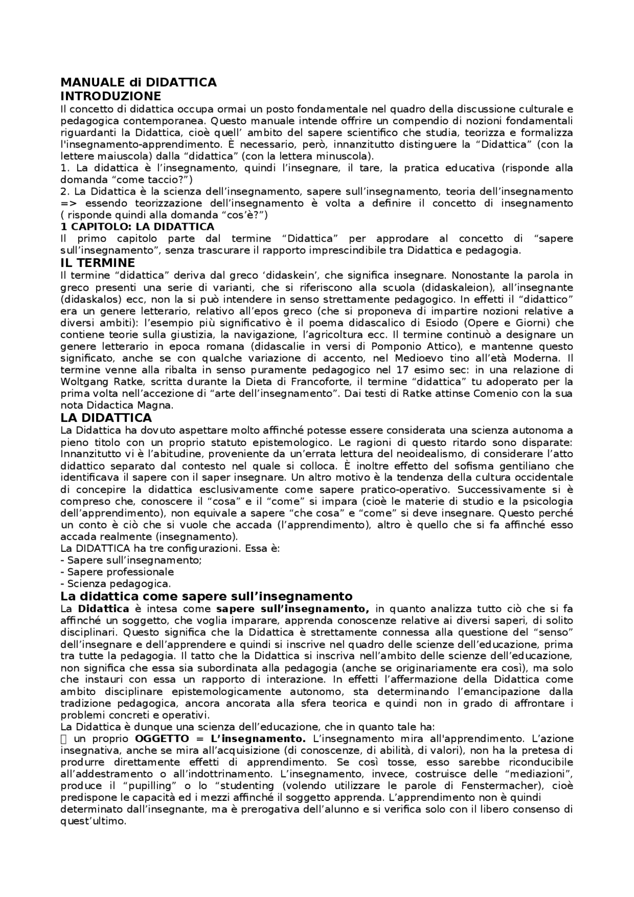 Manuale Di Didattica Docsity