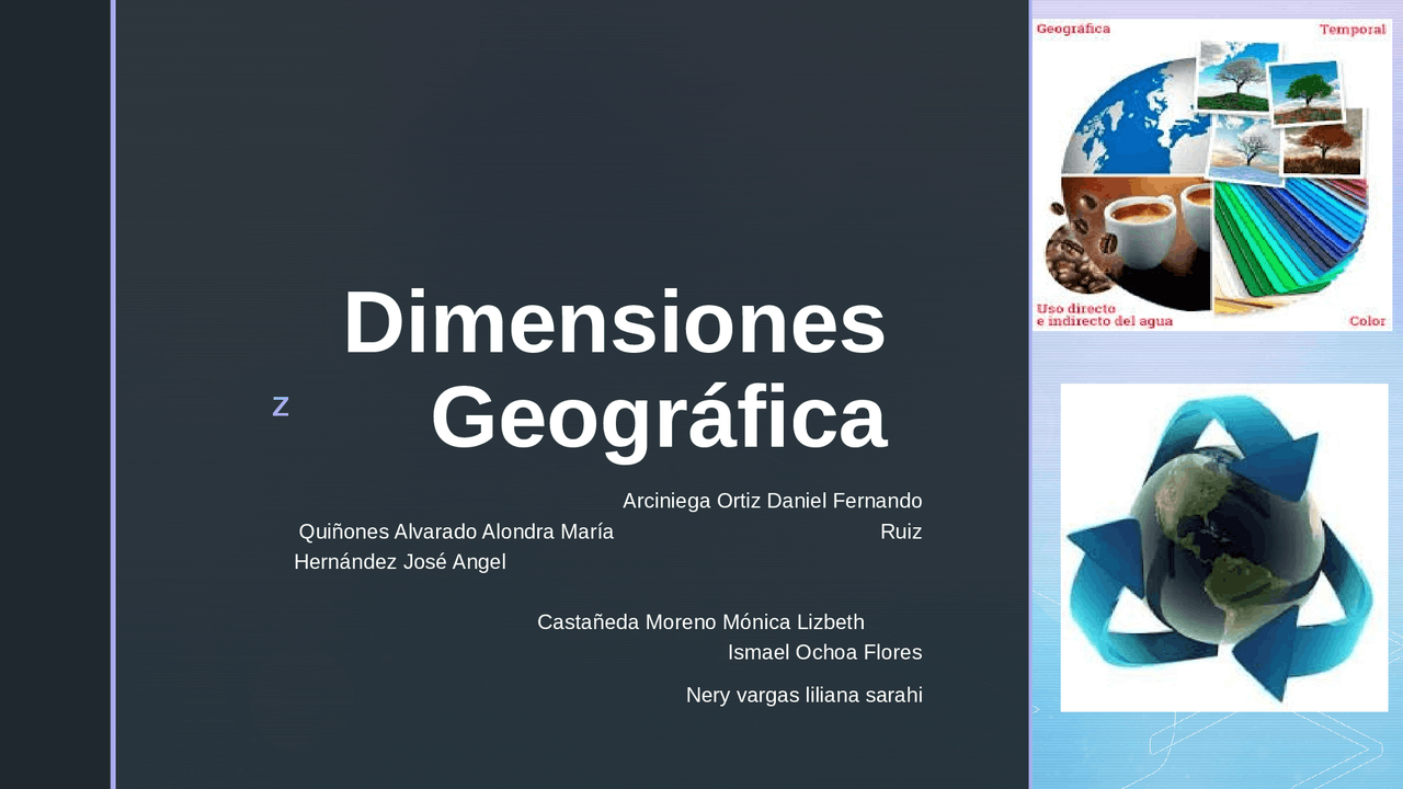 Dimensiones geograficas | Diapositivas de Desarrollo Sostenible | Docsity