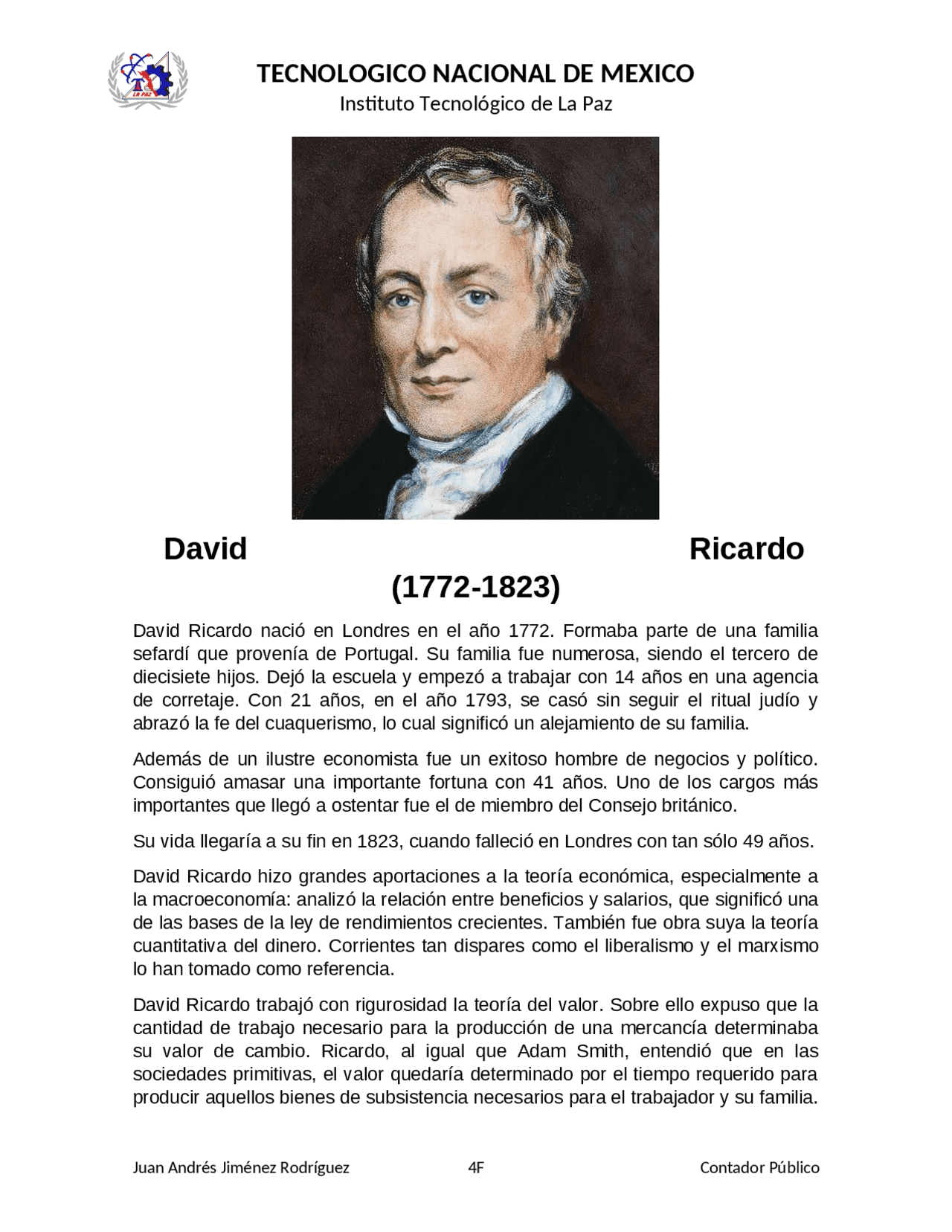 David ricardo biografia - Docsity