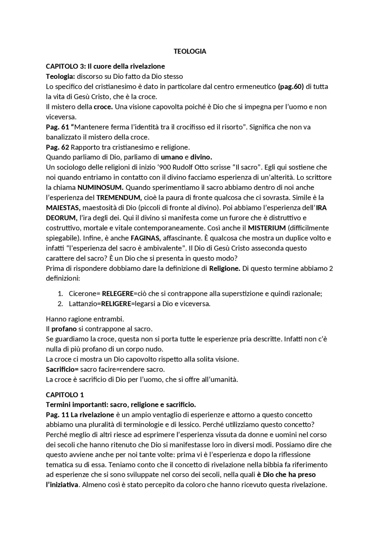 Teologia I Professore Dezza Docsity