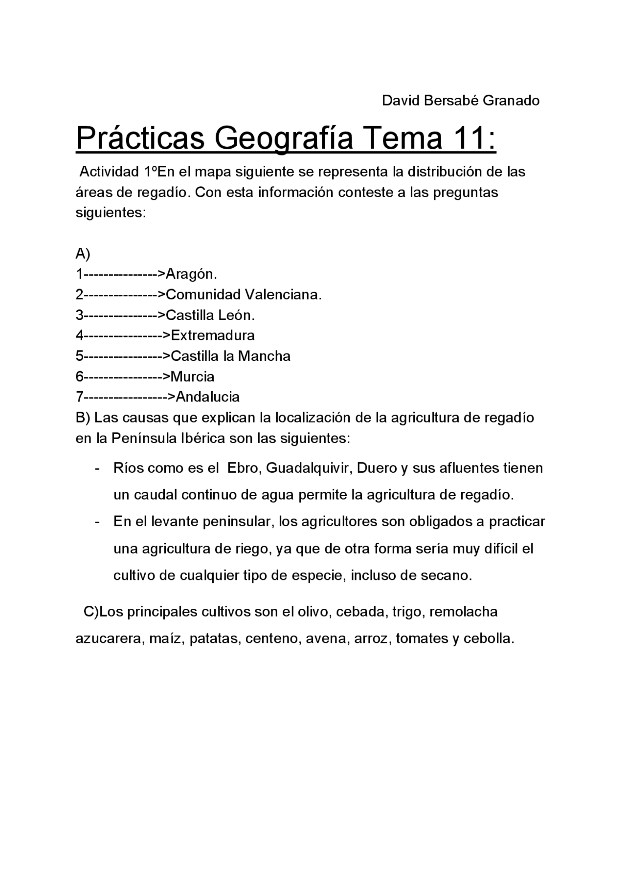 Practicas de geografia 2 de bachiller | Ejercicios de Geografía | Docsity