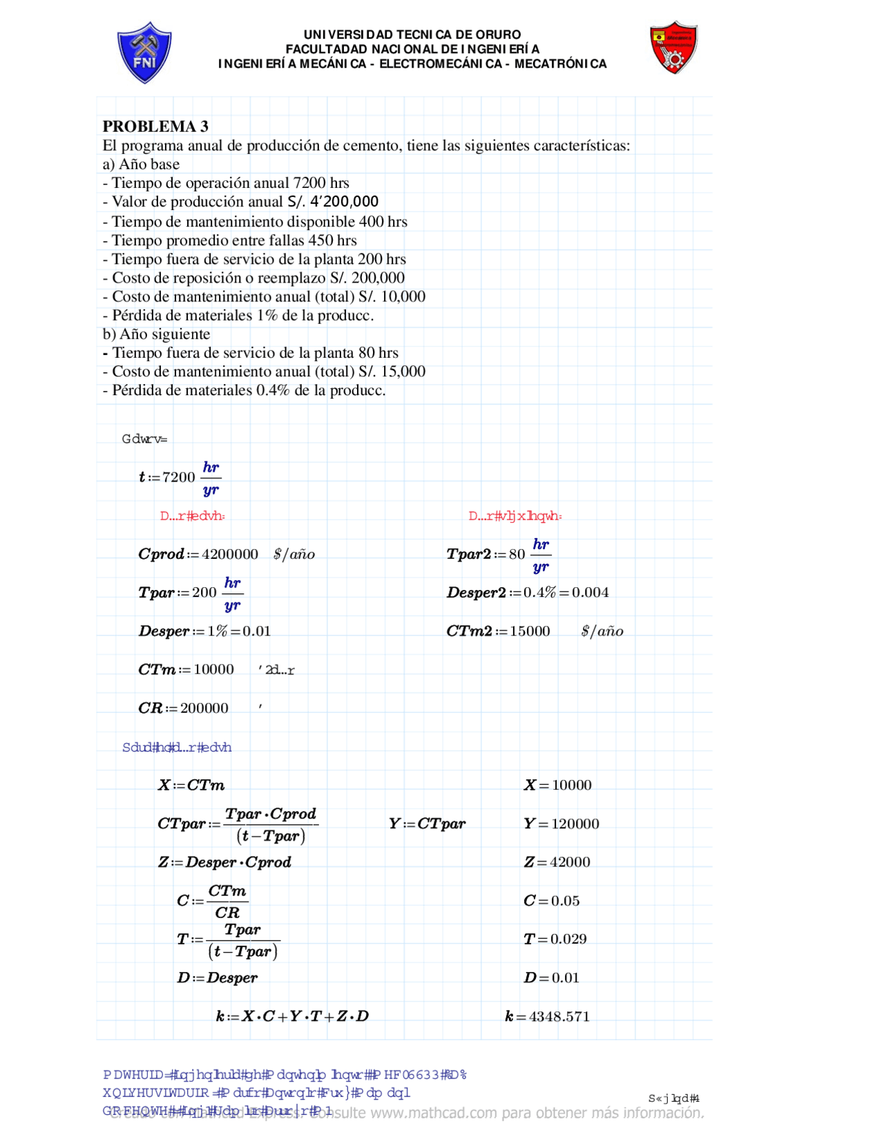 Ejercicio resuelto en mathcad - Docsity