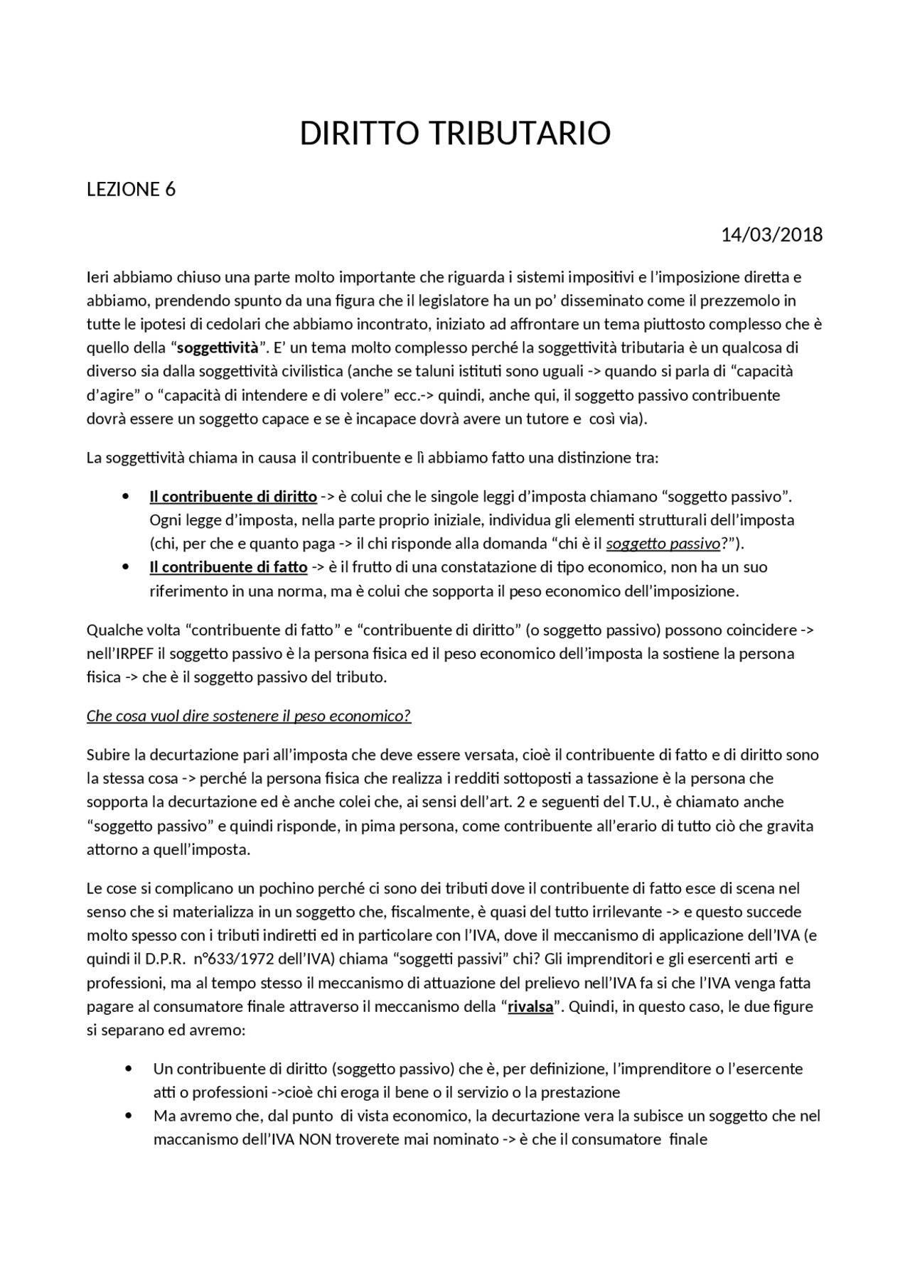 Appunti Diritto Tributario Unipi Docsity