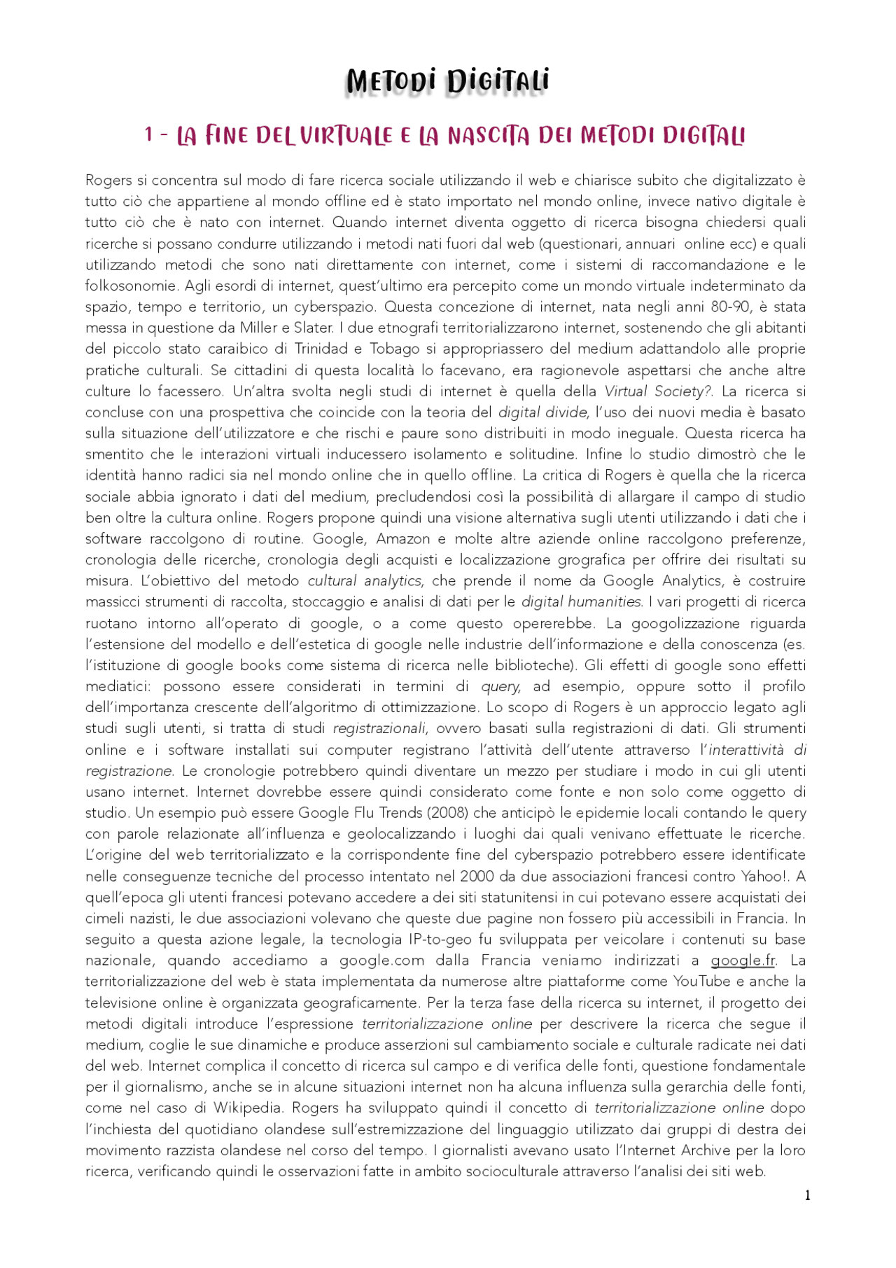 Metodi Digitali Rogers Docsity