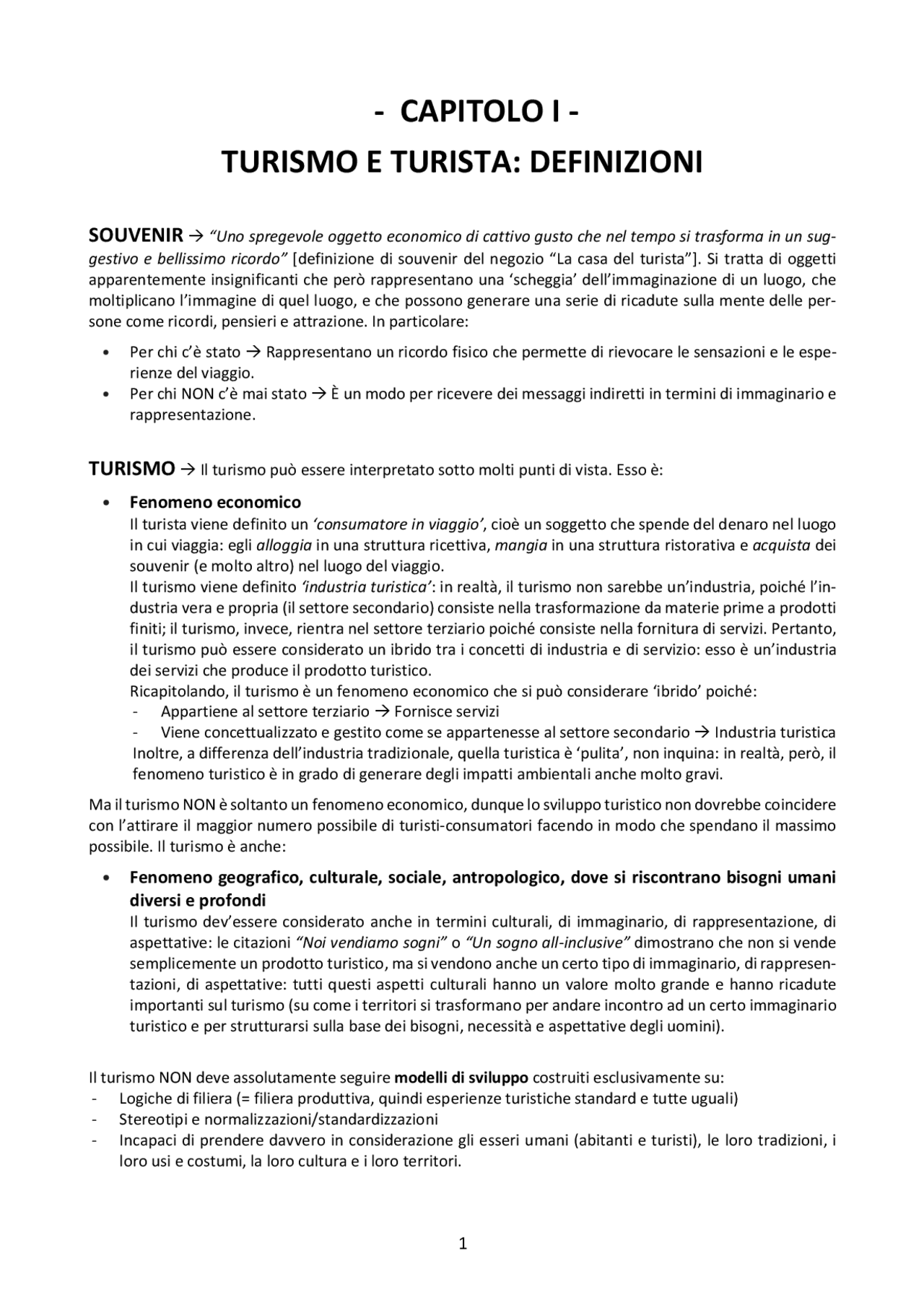 DISPENSA DI SVILUPPO TERRITORIALE E OFFERTA TURISTICA II - Prof.ssa Cavallo - Docsity