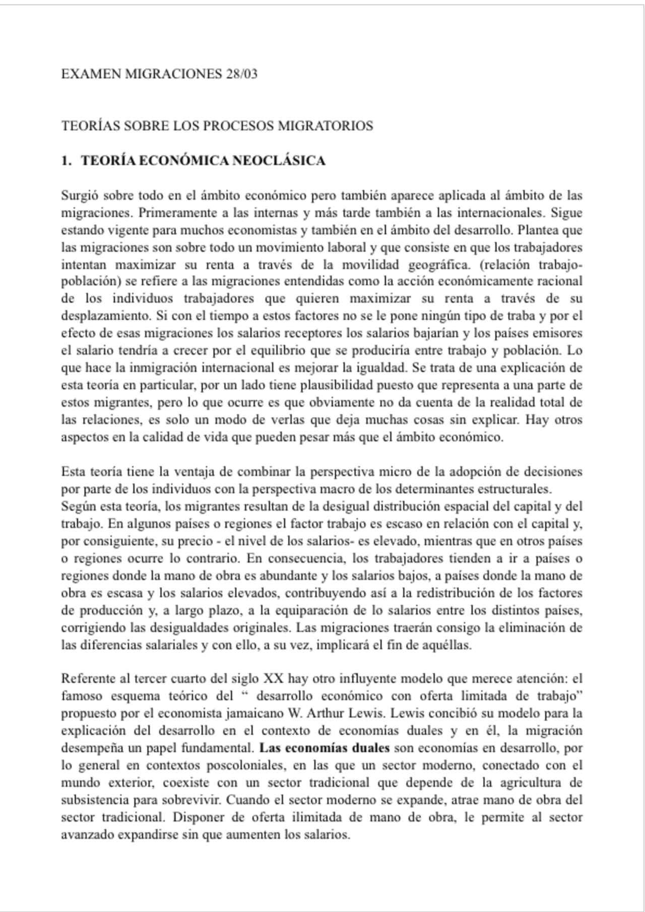 Teorías sobre procesos migratorios | Apuntes de Lei de Inmigración ...