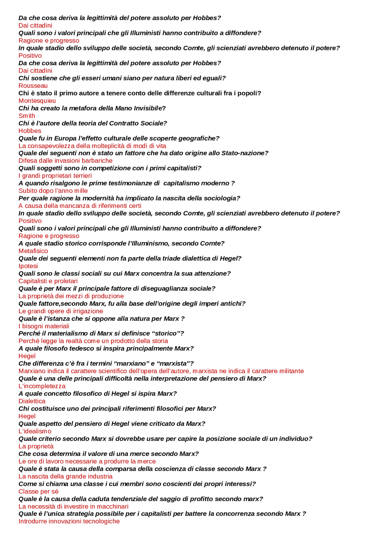 Test Sociologia Generale Prove Desame Di Sociologia Docsity