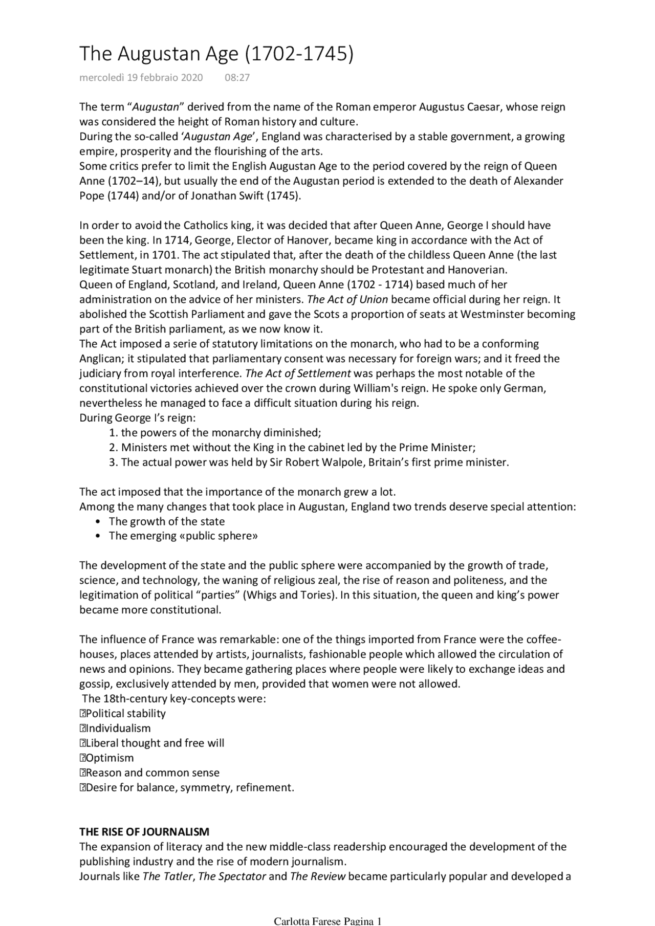 The Augustan Age - Docsity