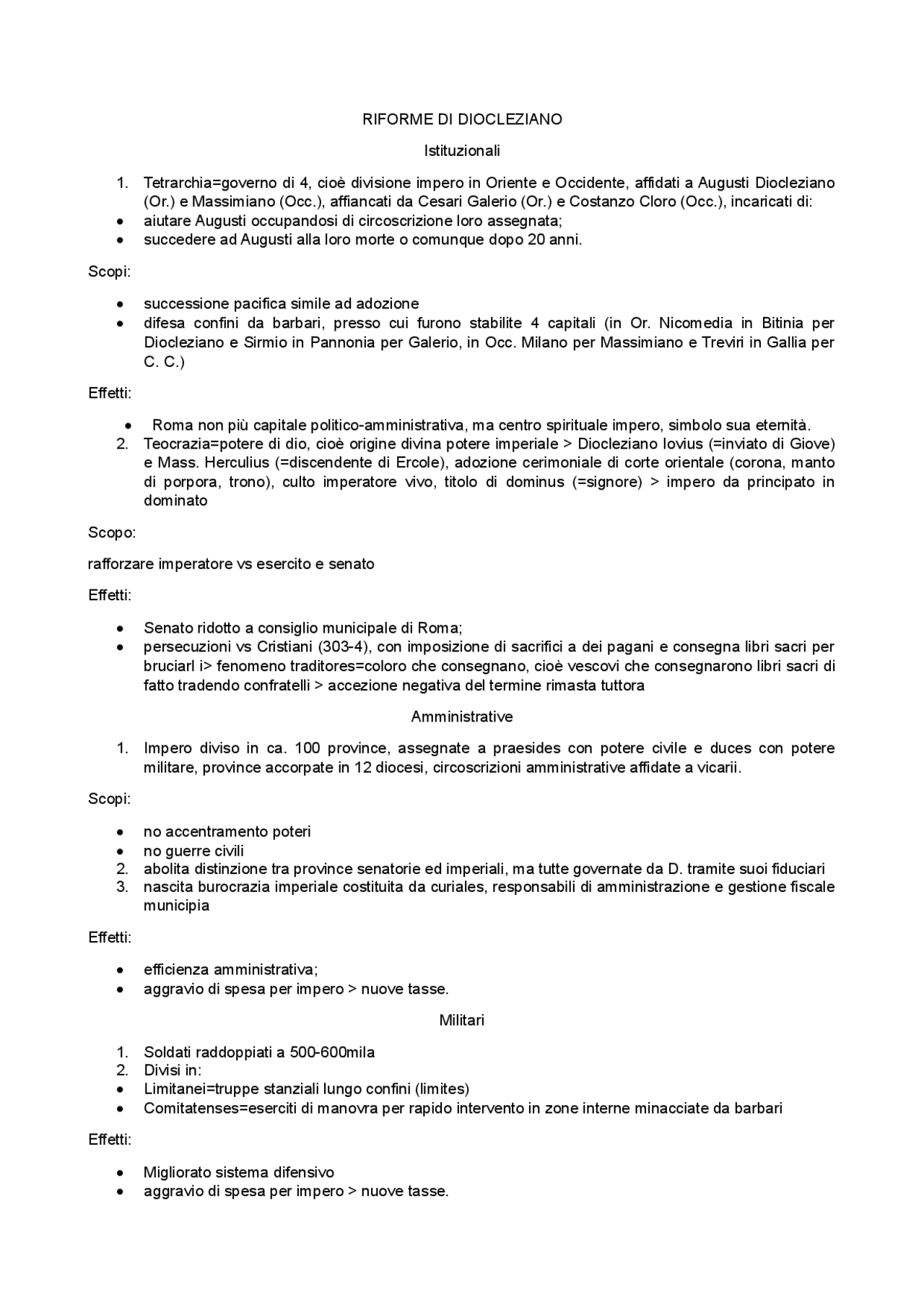 Diocleziano_riaasunto - Docsity